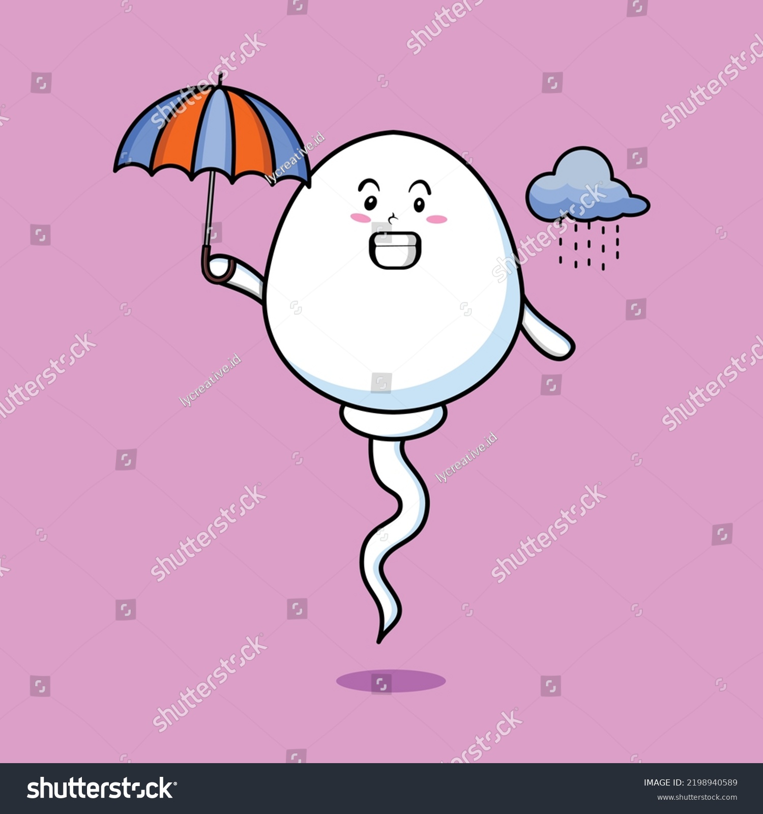 Cute Cartoon Sperm Character Rain Using Stock Vector Royalty Free