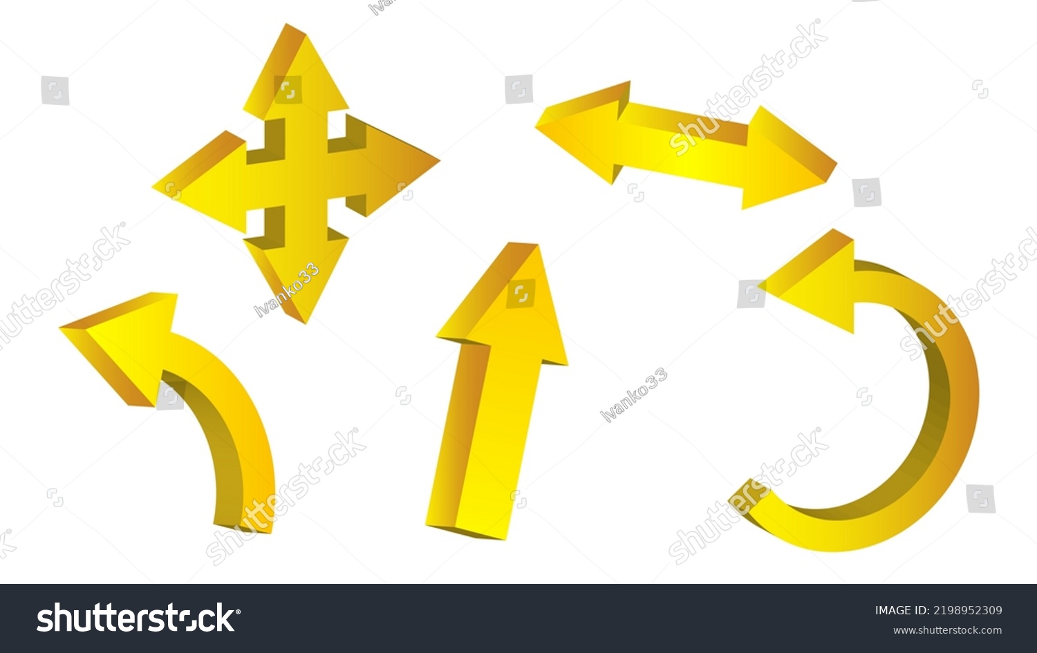 Set 3d Vector Arrows Clipart Web Stock Vector Royalty Free 2198952309