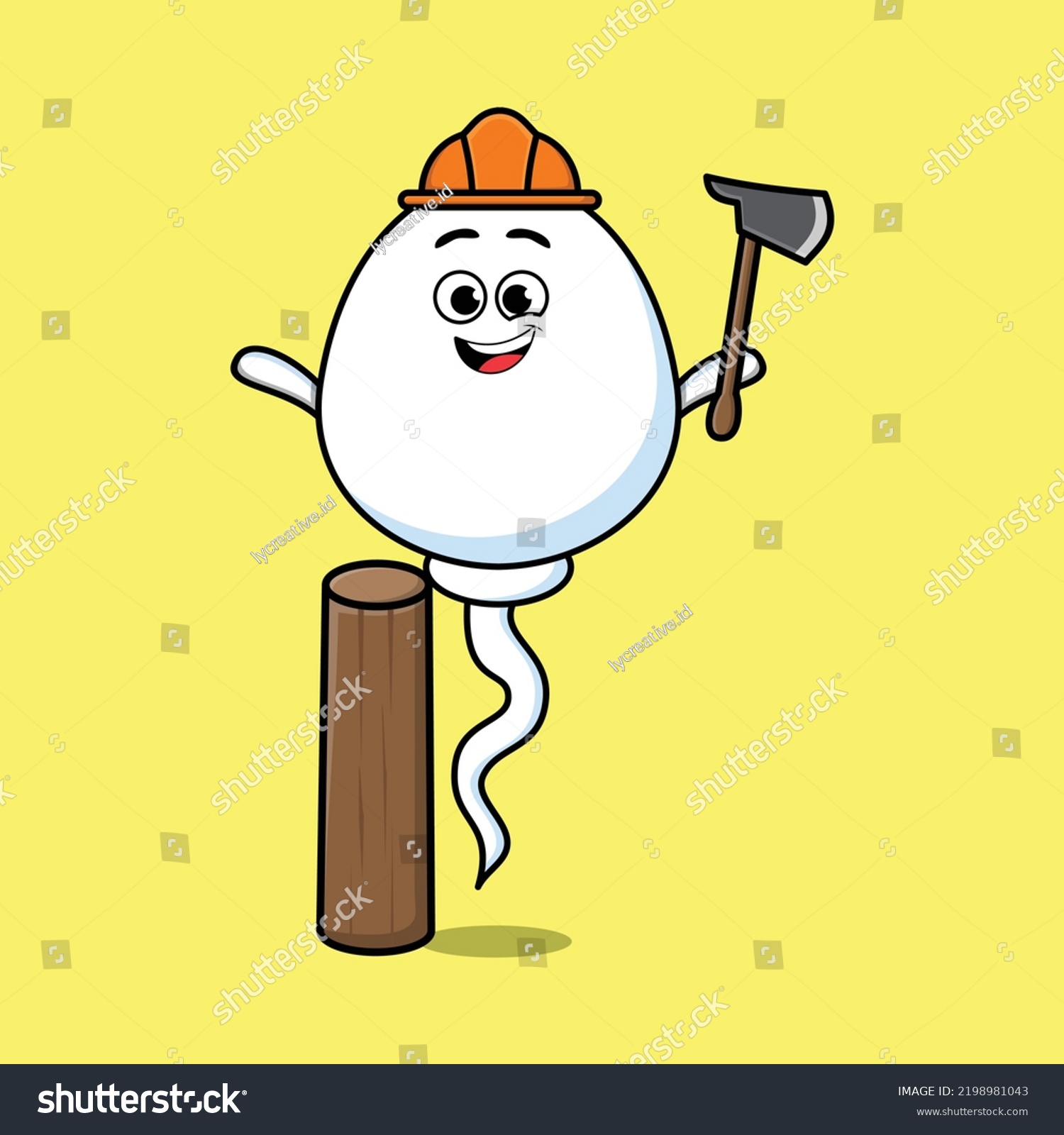 Cute Cartoon Sperm Carpenter Character Ax Stock Vector Royalty Free 2198981043 Shutterstock