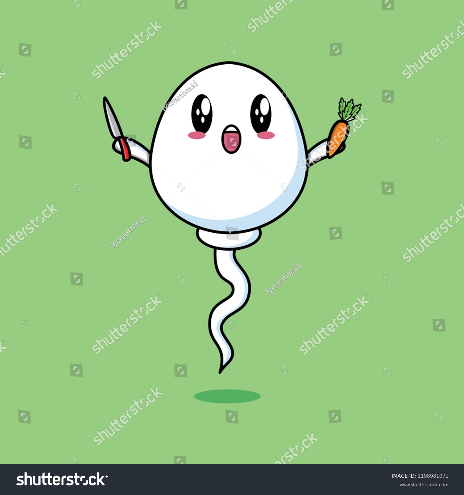 Cute Cartoon Sperm Character Holding Knife Stock Vector Royalty Free 2198981071 Shutterstock