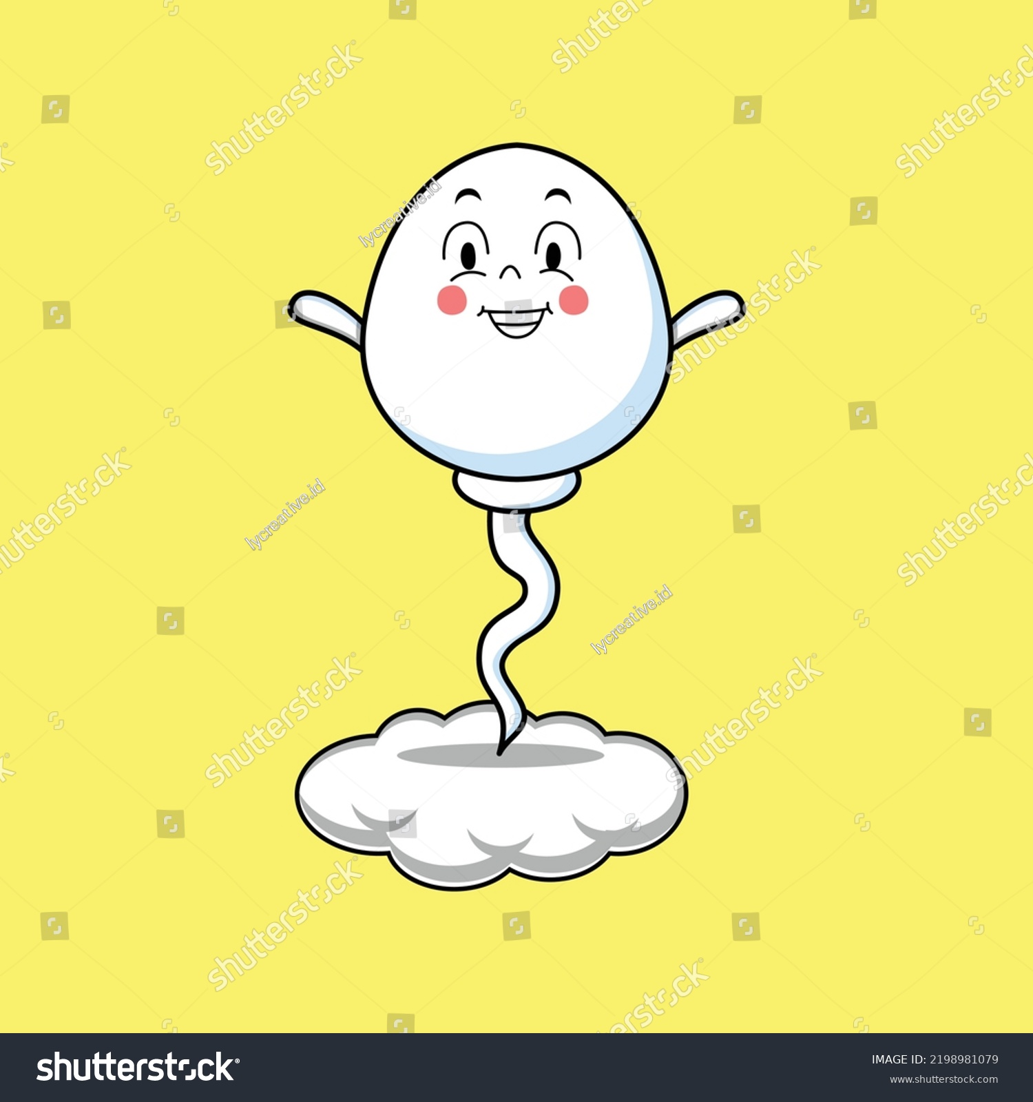 Cute Cartoon Sperm Character Standing Cloud Stock Vector Royalty Free 2198981079 Shutterstock