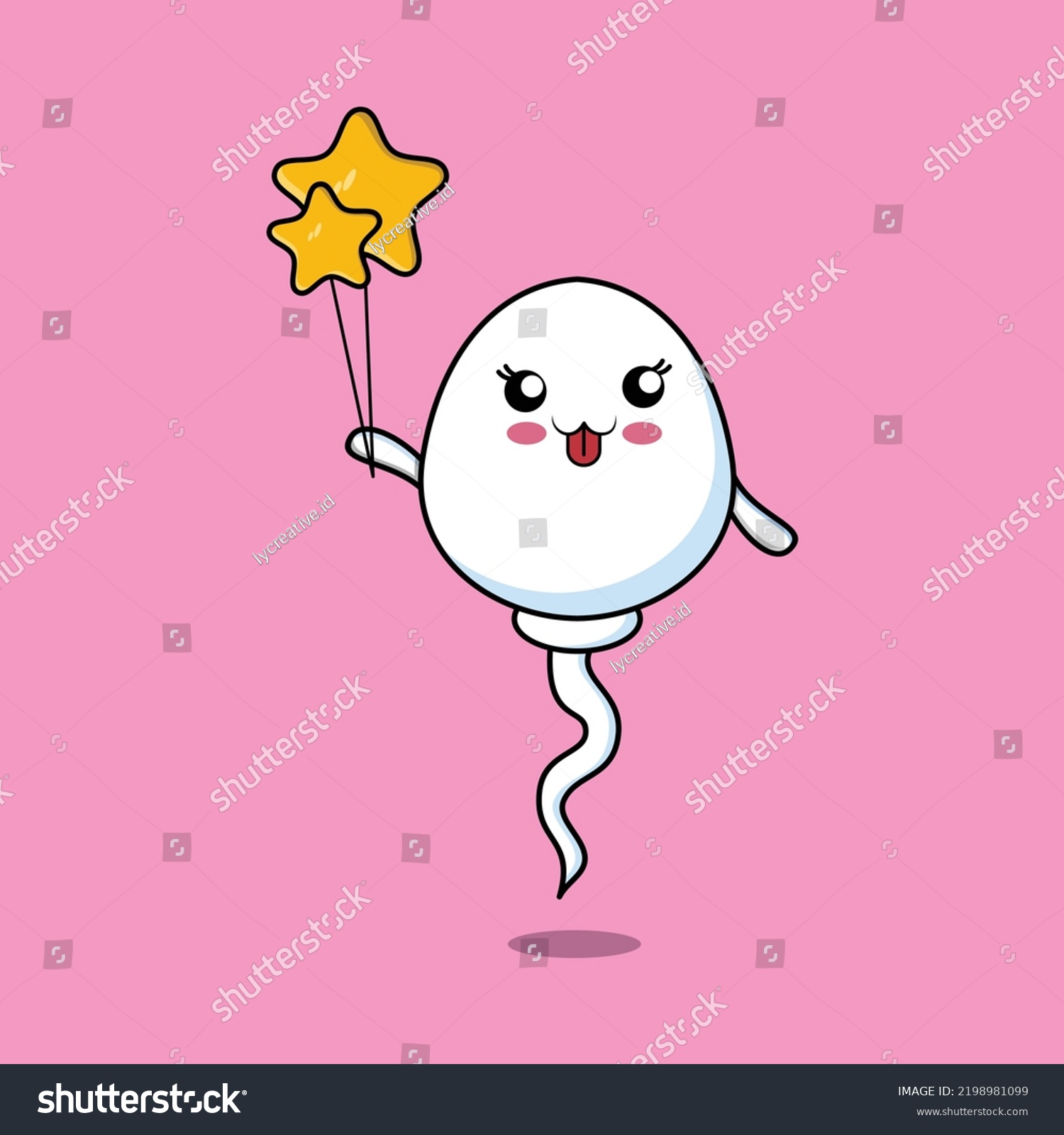 Cute Cartoon Sperm Floating Star Balloon Stock Vector Royalty Free 2198981099 Shutterstock