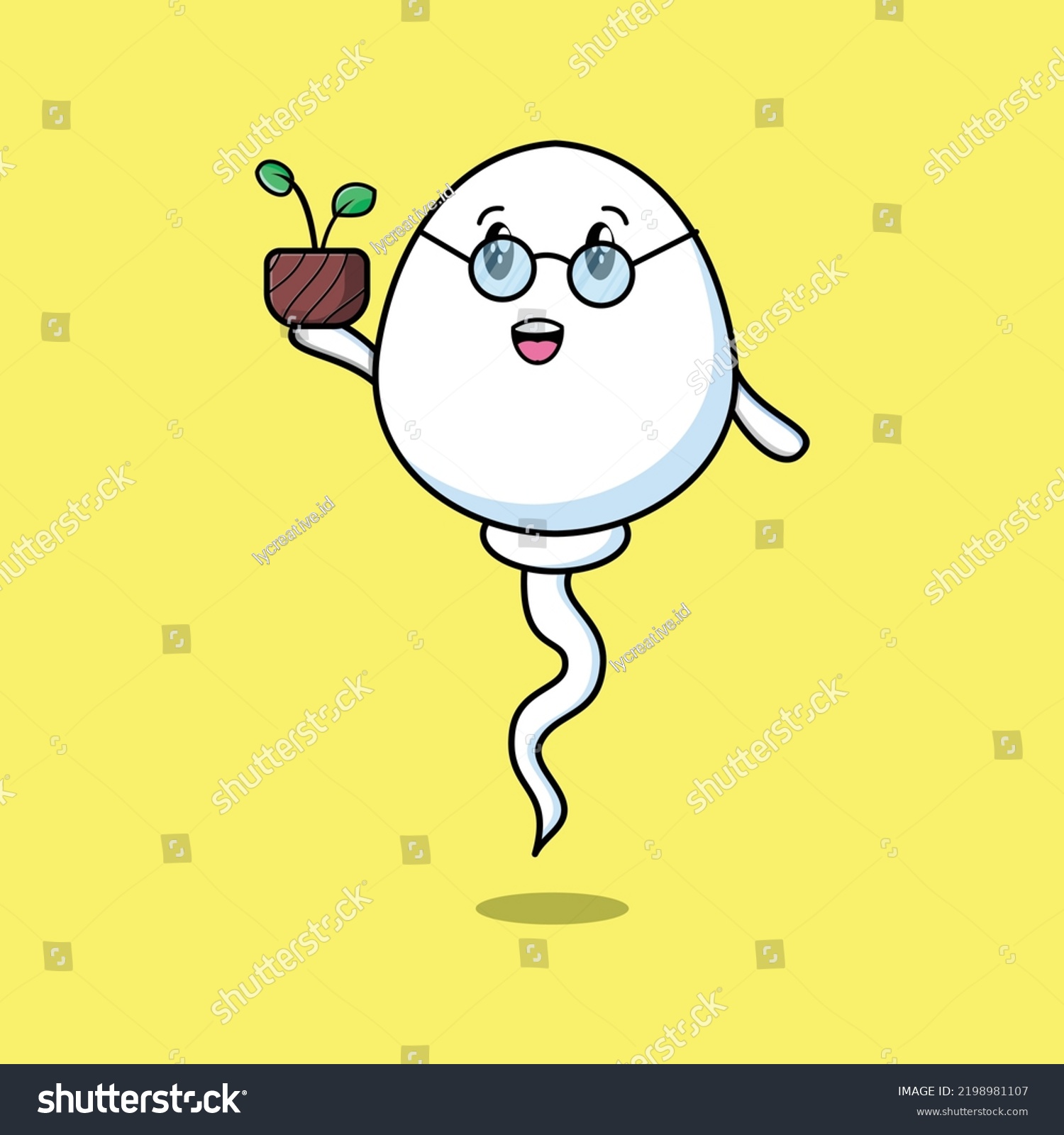 Cute Cartoon Sperm Holding Plant Pot Stock Vector Royalty Free 2198981107 Shutterstock