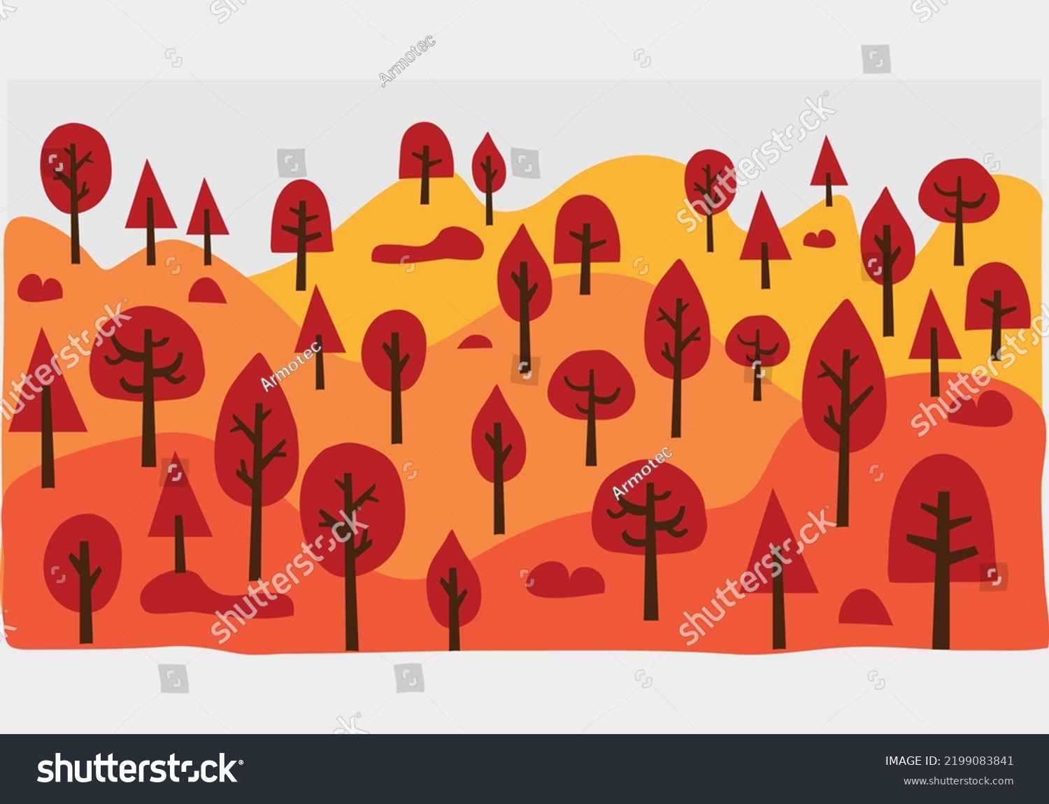 Cartoon Red Garden Vector Unknown Trees Stock Vector Royalty Free 2199083841 Shutterstock