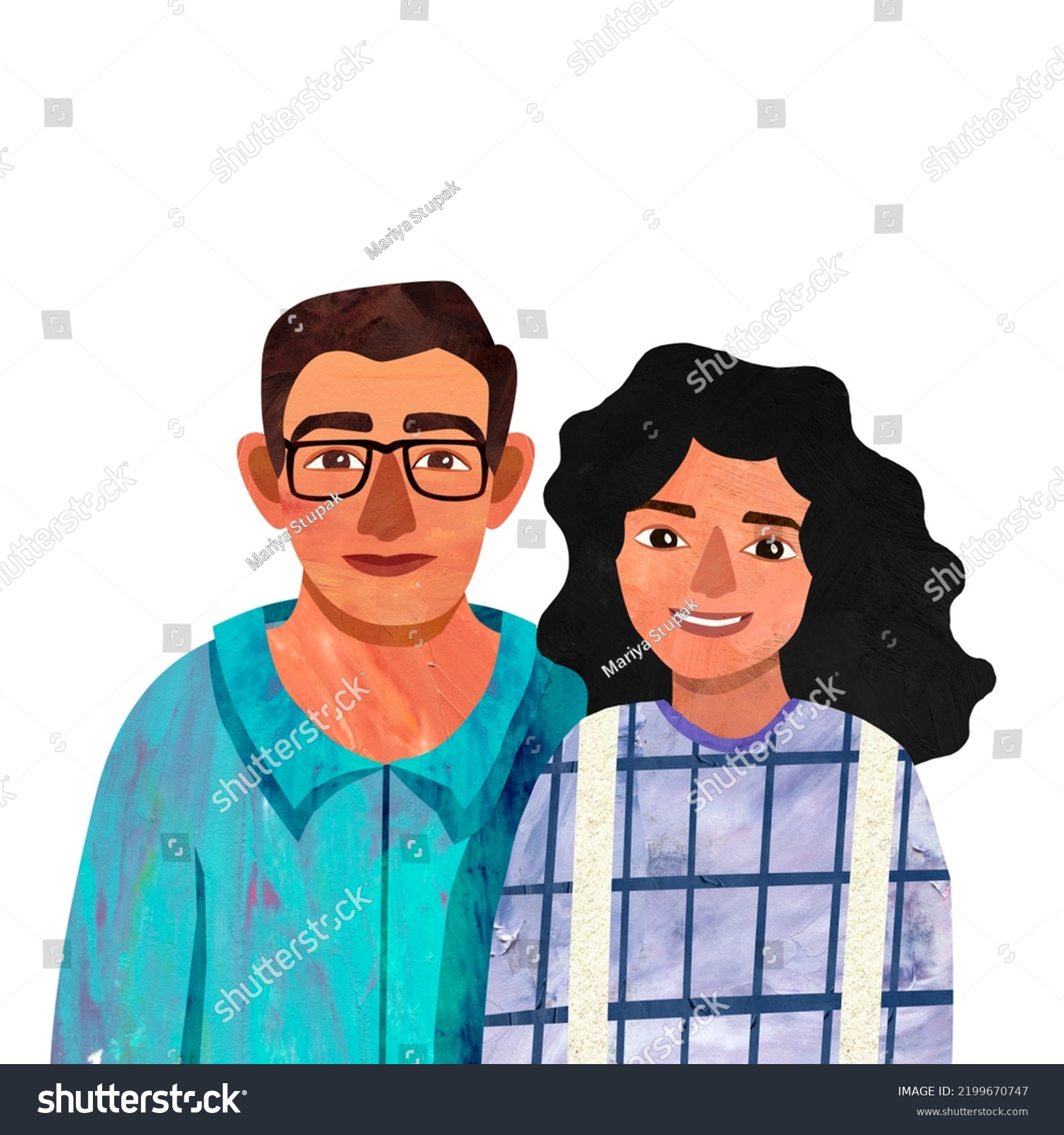 Cute Couple Illustration Man Woman Love Stock Illustration 2199670747