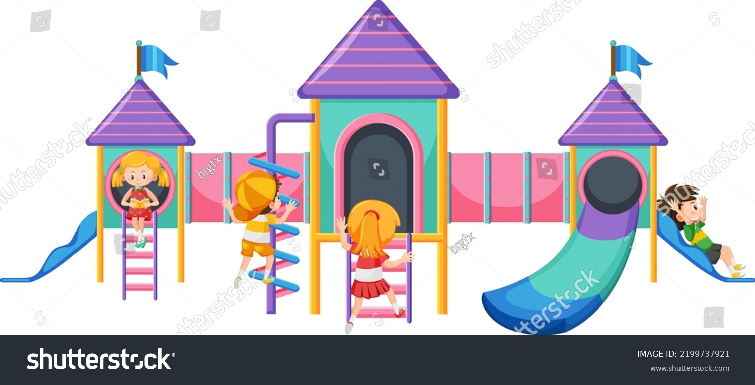 Children Playground Slide Set On White Stock Vector (Royalty Free ... Children Playground Slide Set On White Stock Vector (Royalty Free ...