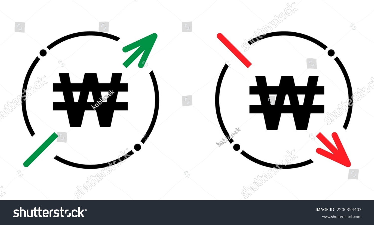 Set Cost Symbol Won Increase Decrease Stock Vector (Royalty Free) 2200354403 | Shutterstock