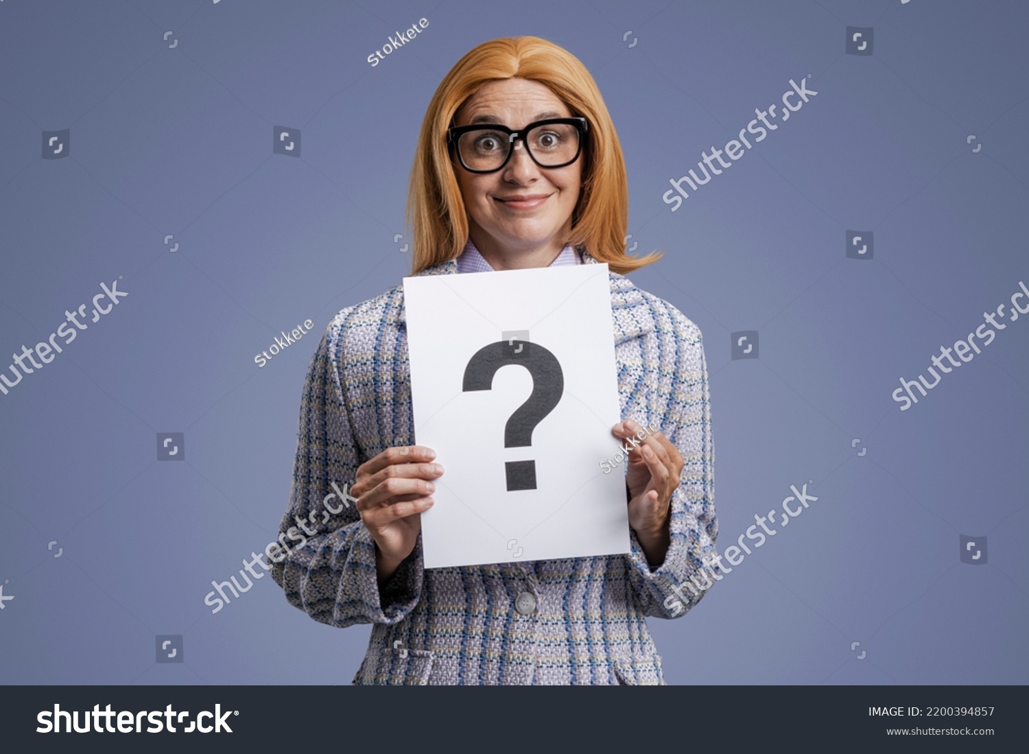 Funny Businesswoman Holding Sign Question Mark Stock Photo 2200394857 ... Funny Businesswoman Holding Sign Question Mark Stock Photo 2200394857 ...