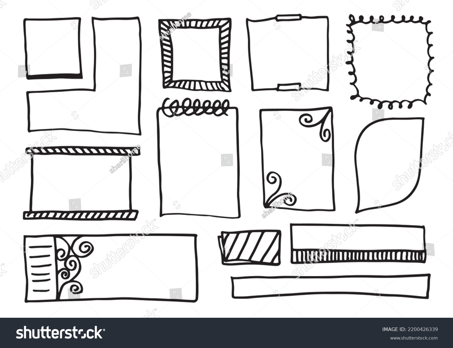 Frames Doodle Vectorsketch Square Vector Frames Stock Vector (Royalty ...