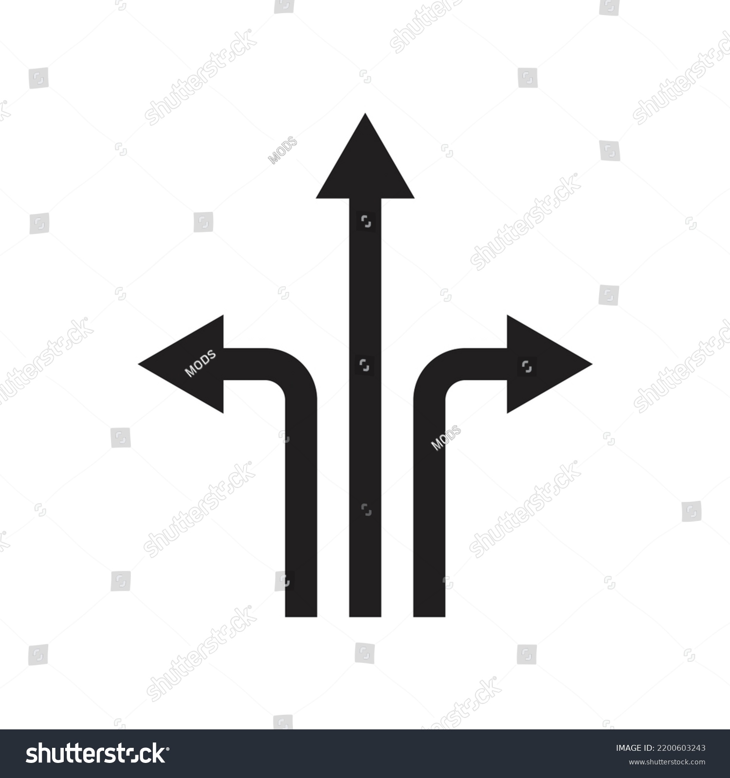 Three Way Direction Arrow Icon Way Stock Vector Royalty Free