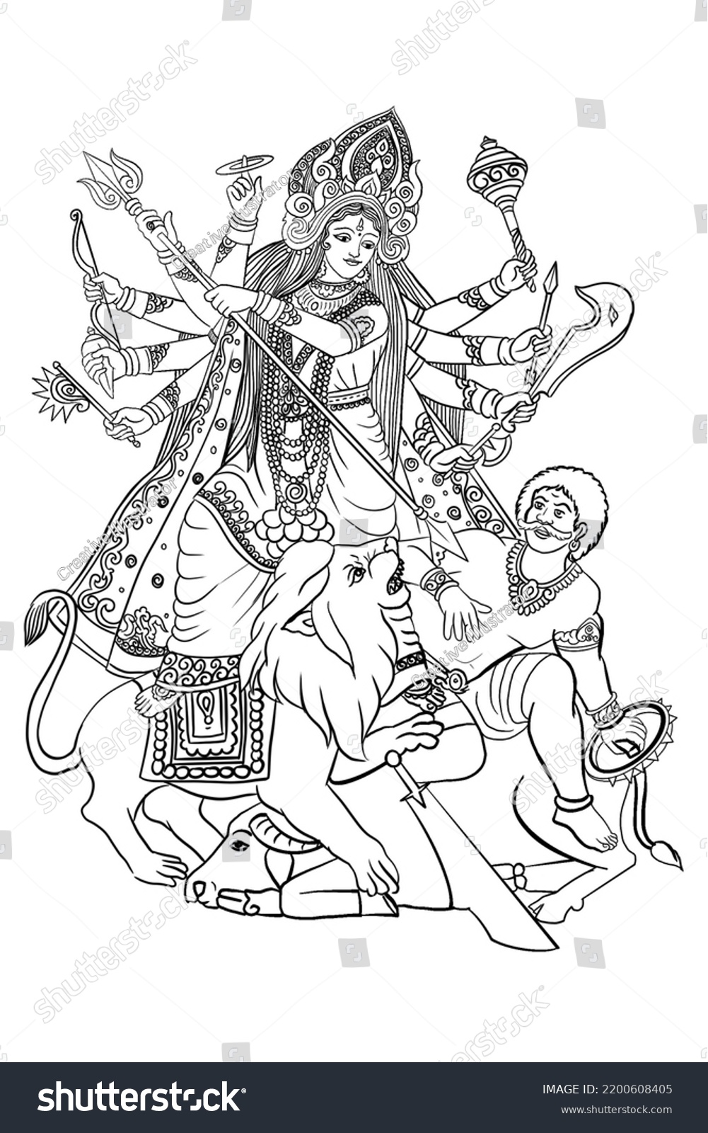 Durga Puja Idol Line Drawing Illustration Stock Illustration 2200608405 ... Durga Puja Idol Line Drawing Illustration Stock Illustration 2200608405 ...