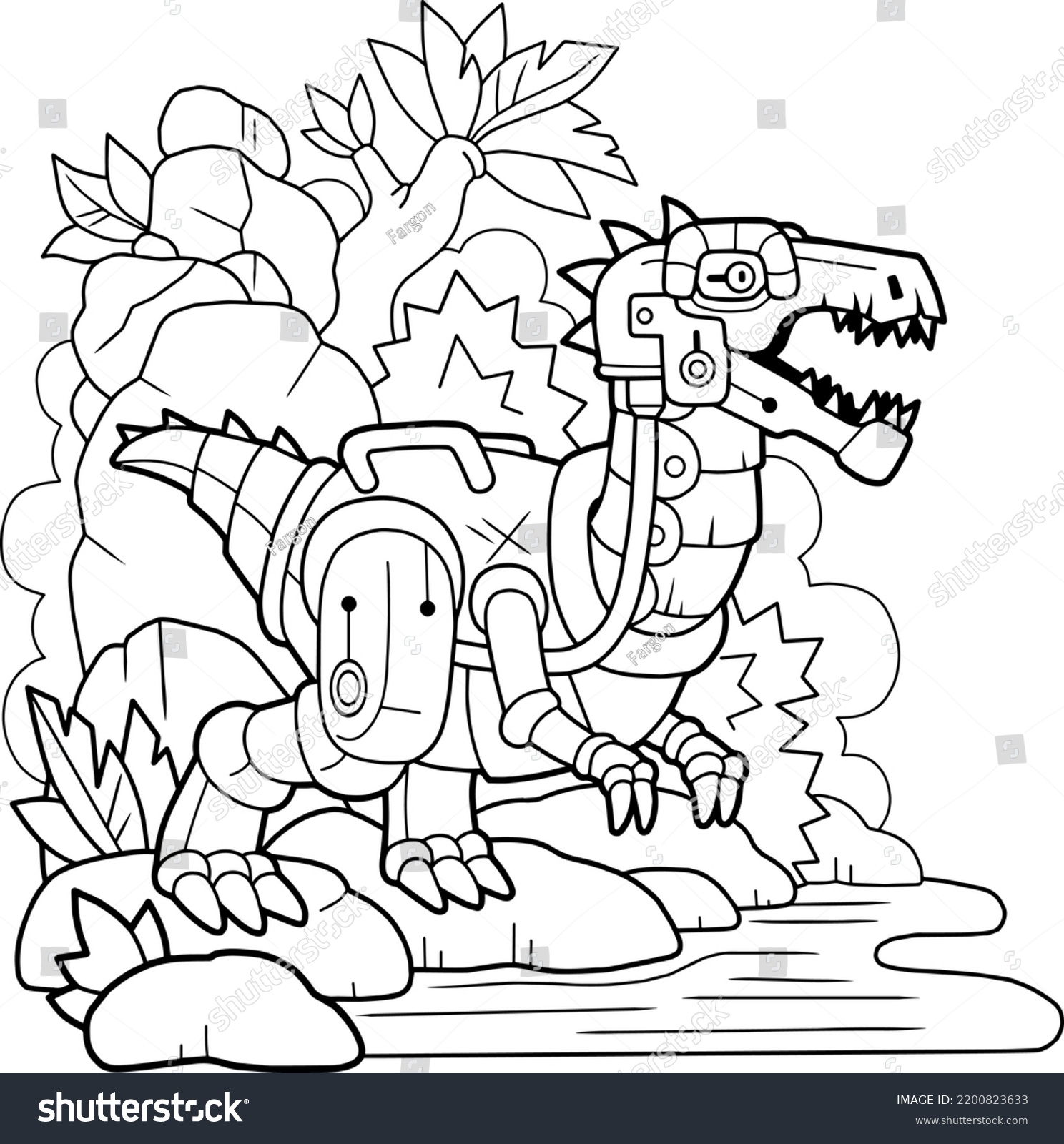 Cartoon Robot Dinosaur Baryonyx Coloring Book Stock Vector Royalty Free 2200823633 Shutterstock