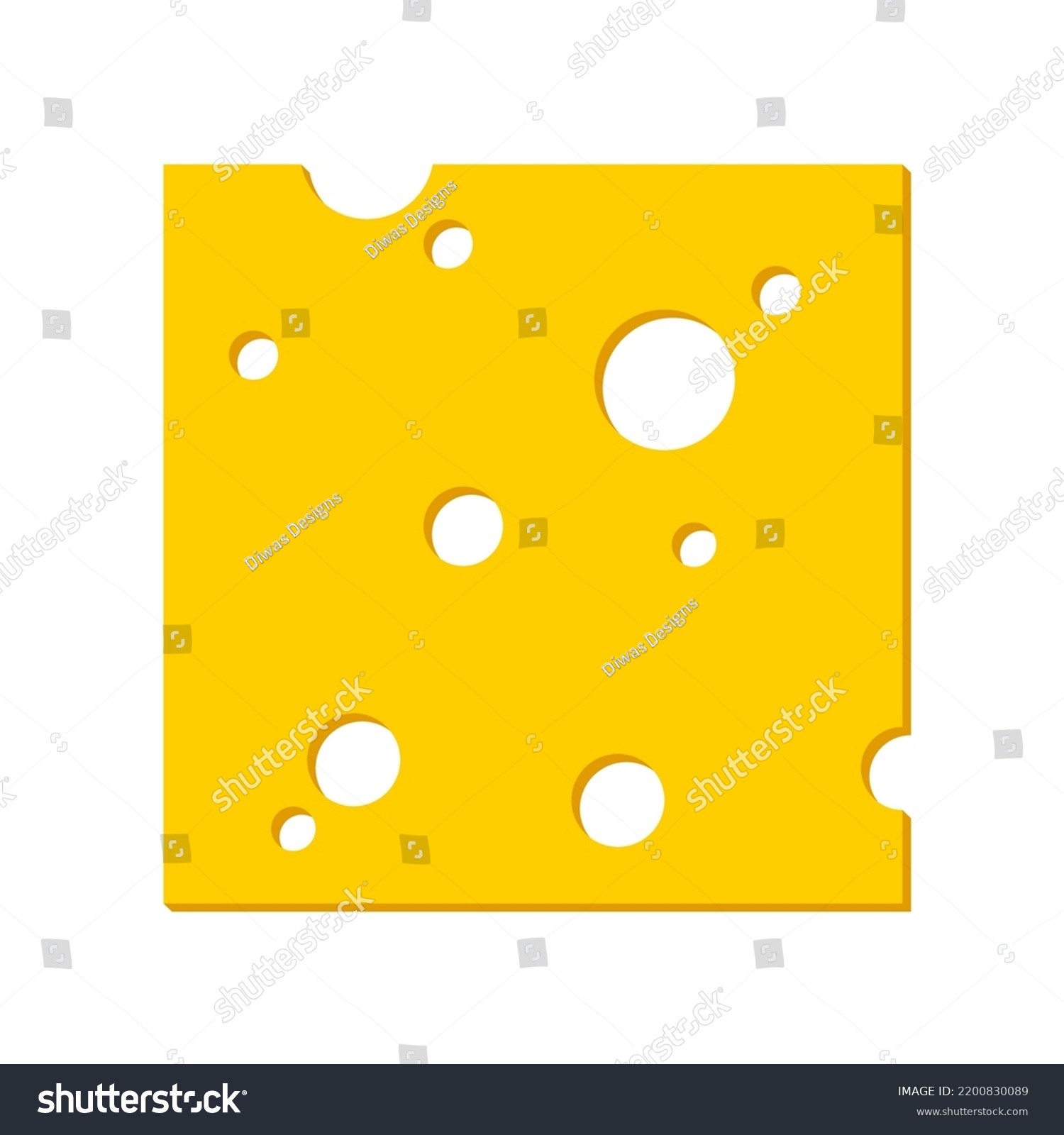 Cheese Slice Vector Illustration Clipart Isolated Stock Vector Royalty Free 2200830089