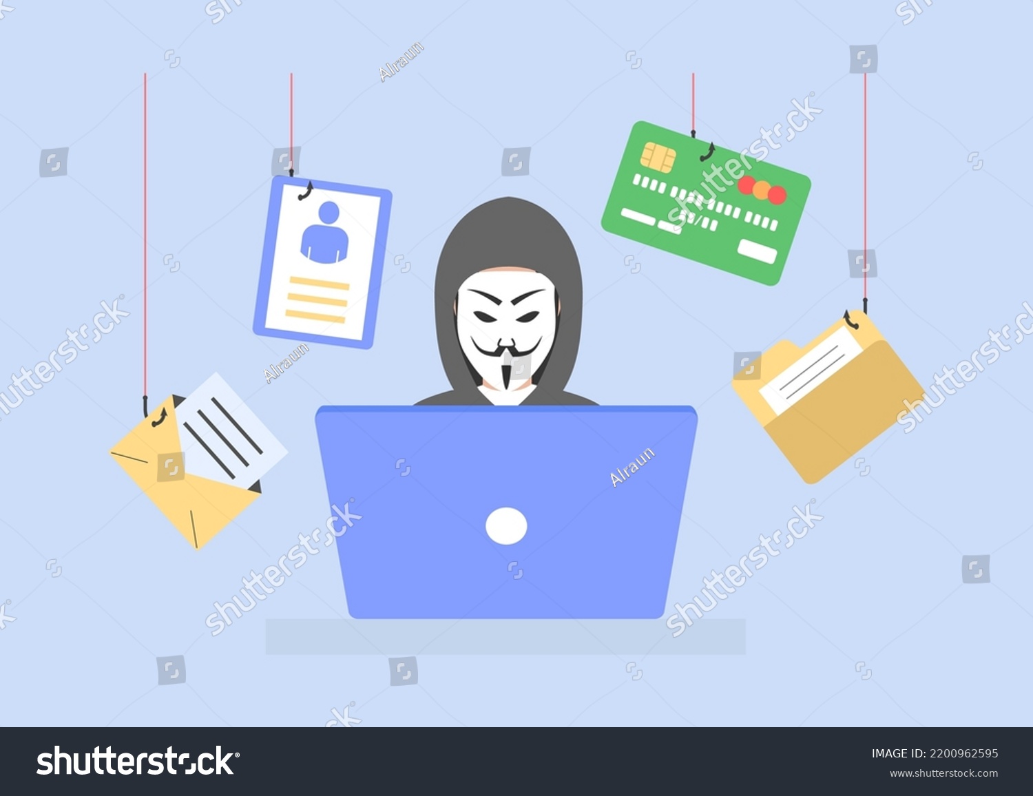 Cyber Criminals Phishing Stealing Private Personal Stock Vector Royalty Free 2200962595