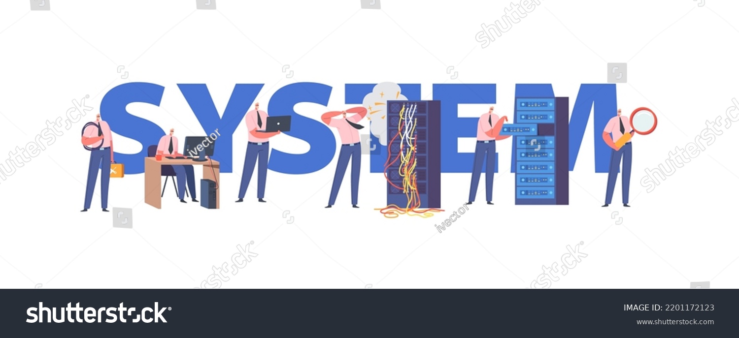System Concept Sysadmin Character Working On Stock Vector (Royalty Free ...