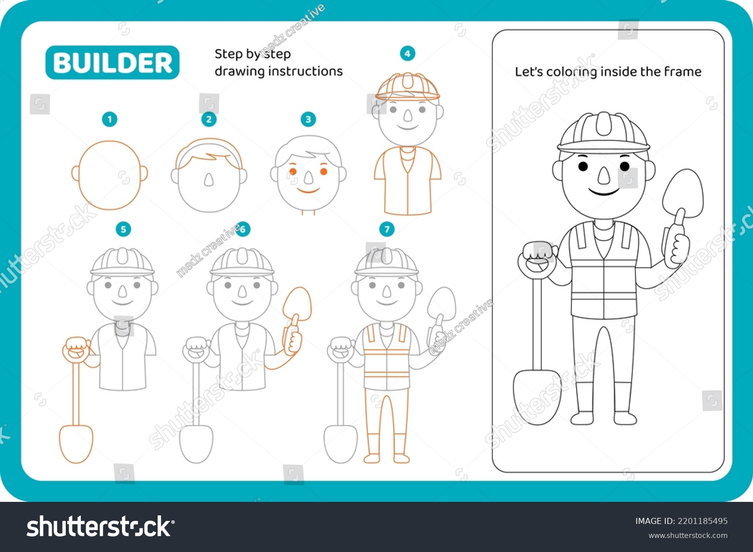 How Draw Builder Profession Tutorial Vector Stock Vector (Royalty Free ...