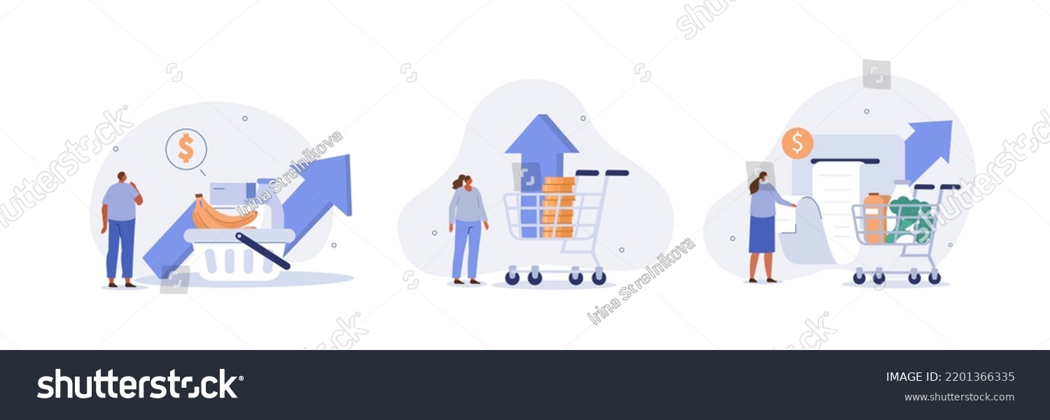 Inflation Illustration Set Characters Buying Food Stock Vector (Royalty ... Inflation Illustration Set Characters Buying Food Stock Vector (Royalty ...