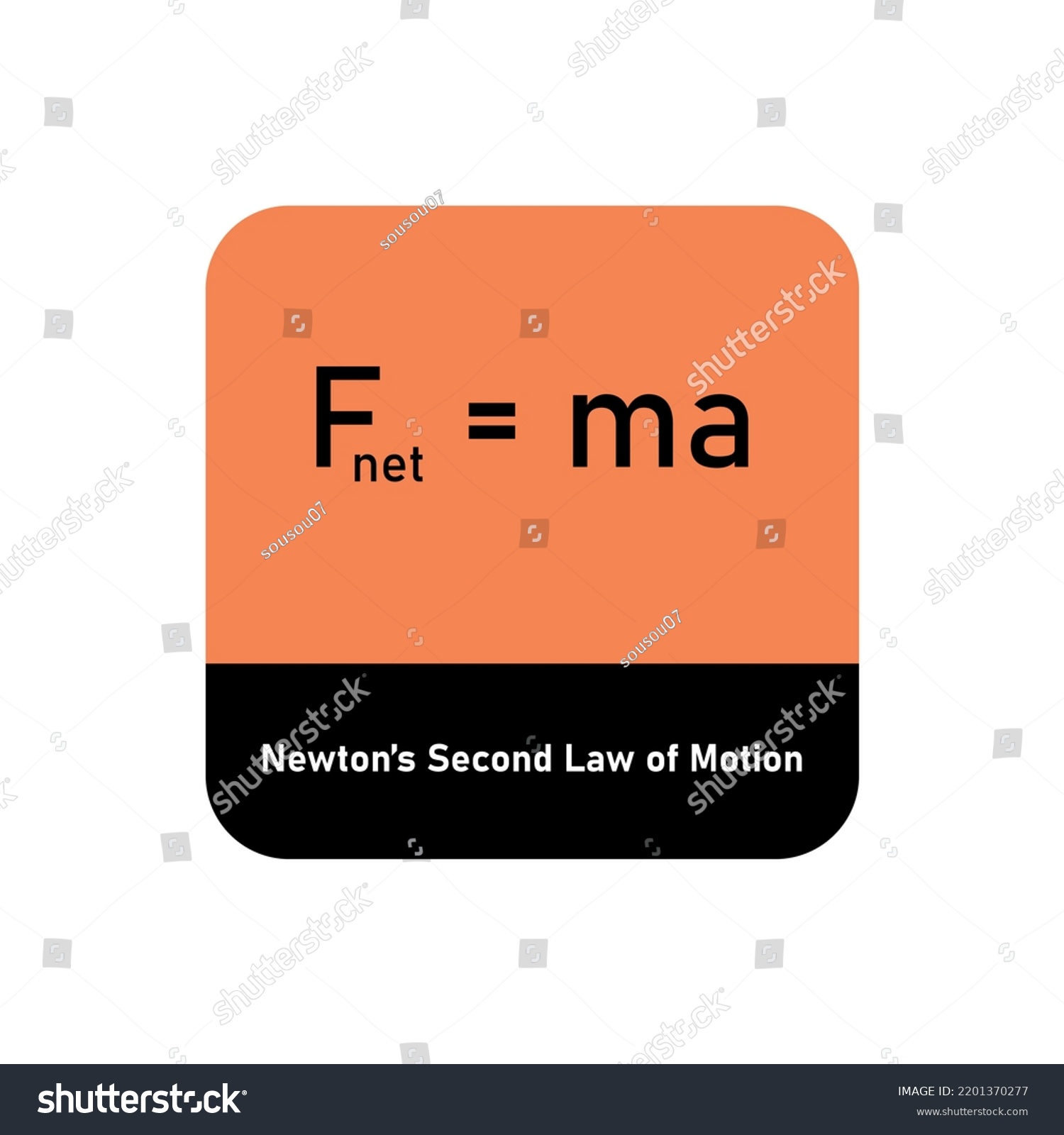 Second Law Motion Formula Force Mass Stock Vector Royalty Free