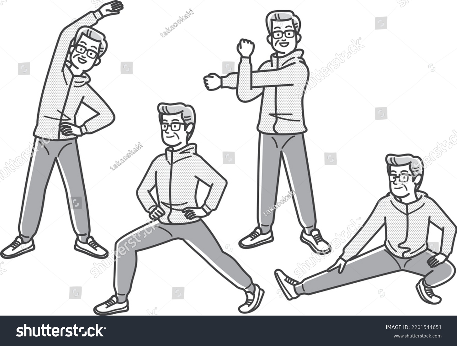 Senior Man Doing Warmup Exercise Illustration Stock Vector Royalty