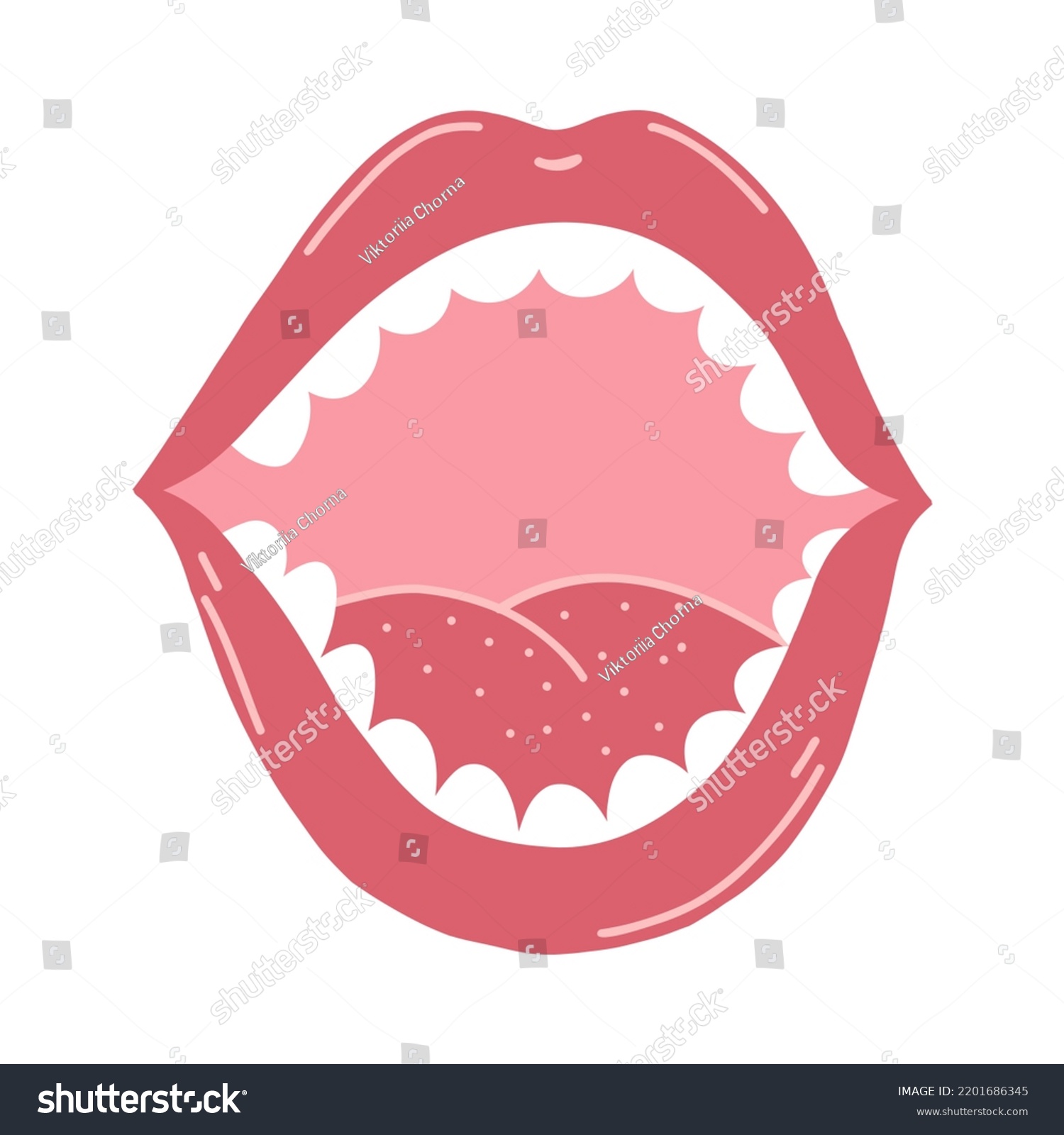 Open Mouth Teeth Cartoon Flat Style Stock Vector Royalty Free 2201686345 Shutterstock