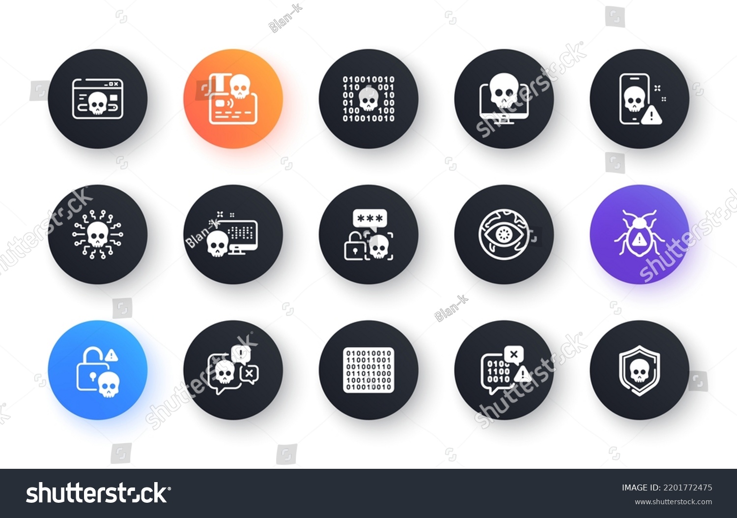 Cyber Attack Icons Phishing Risk Data Stock Vector (Royalty Free ...