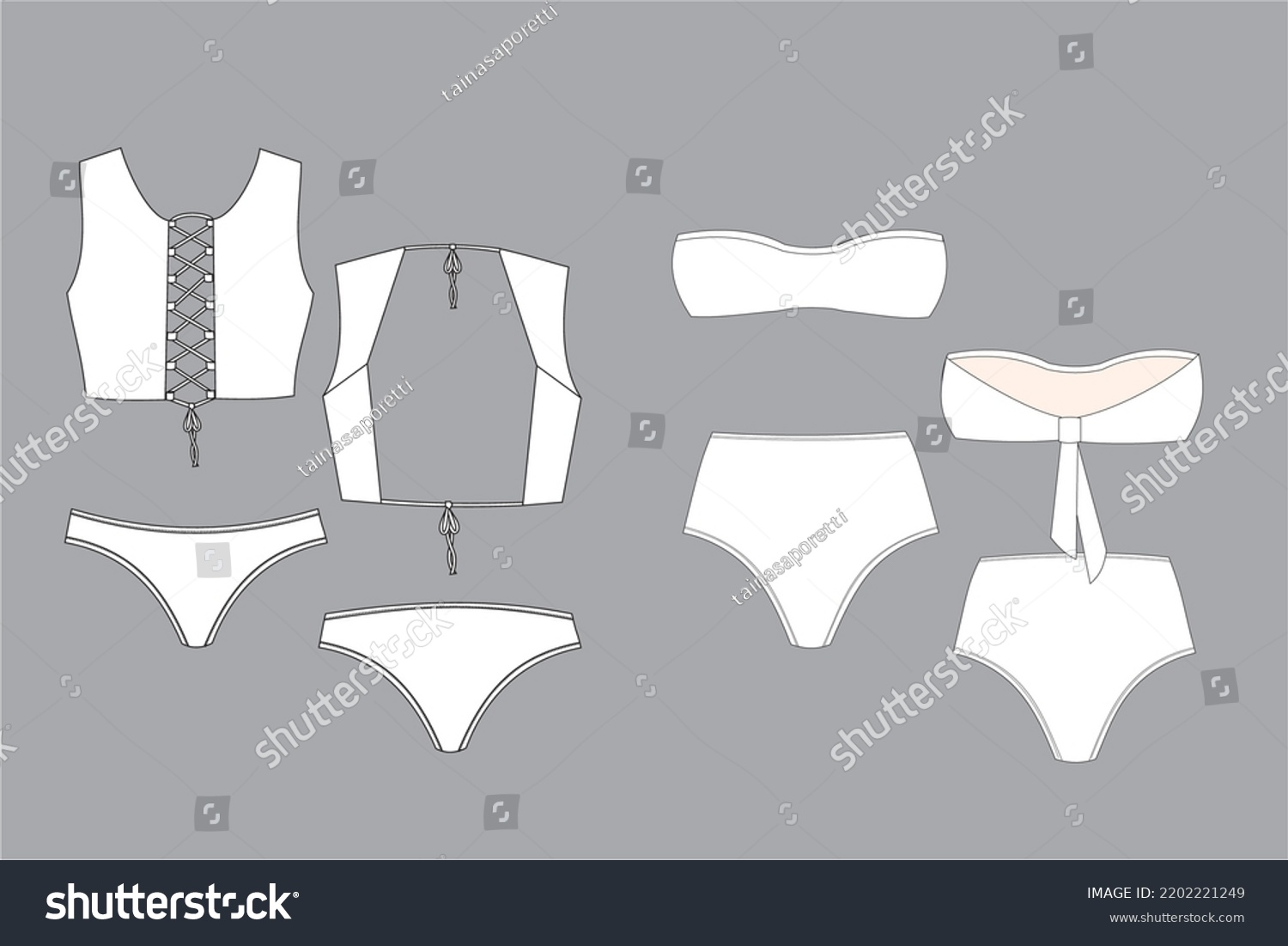 Bikinis Draw Vector Set Different Types Stock Vector Royalty Free