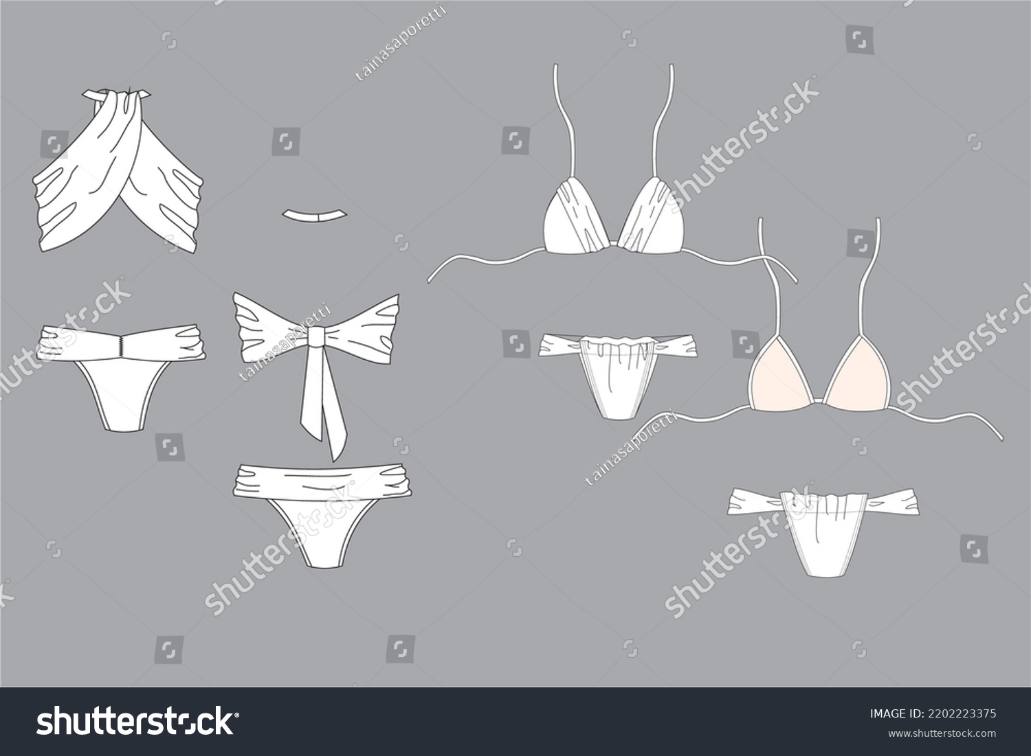 Bikinis Draw Vector Set Different Types Stock Vector Royalty Free