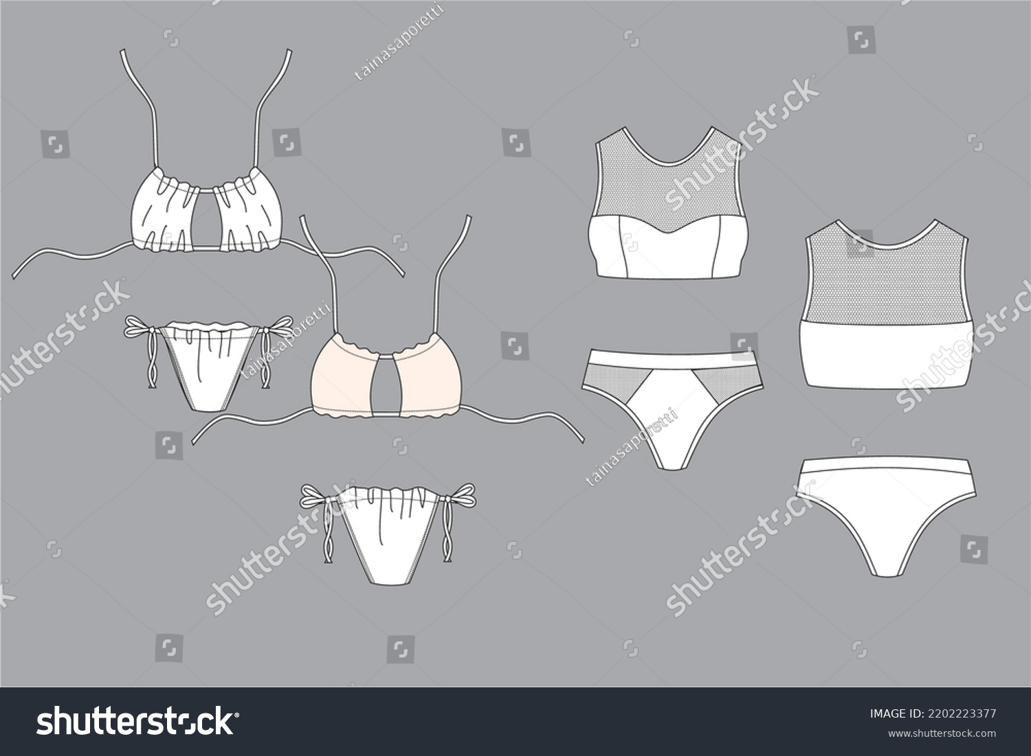 Bikinis Draw Vector Set Different Types Stock Vector Royalty Free