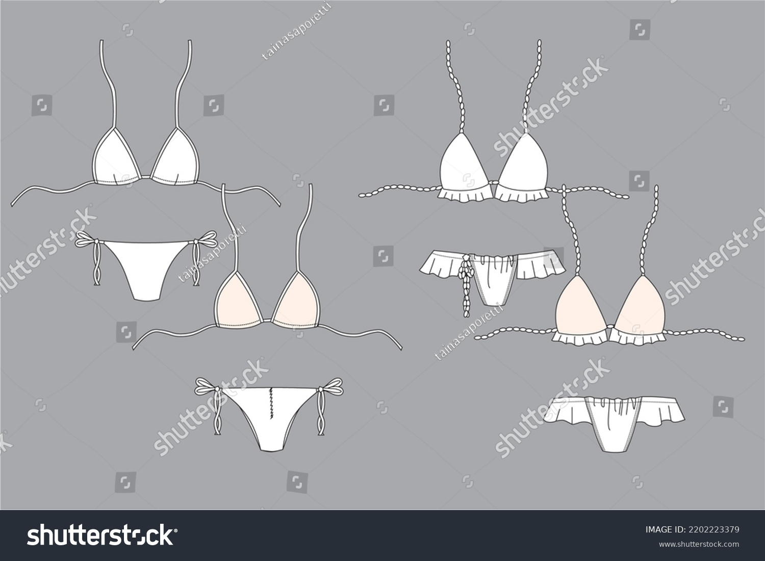 Bikinis Draw Vector Set Different Types Stock Vector Royalty Free