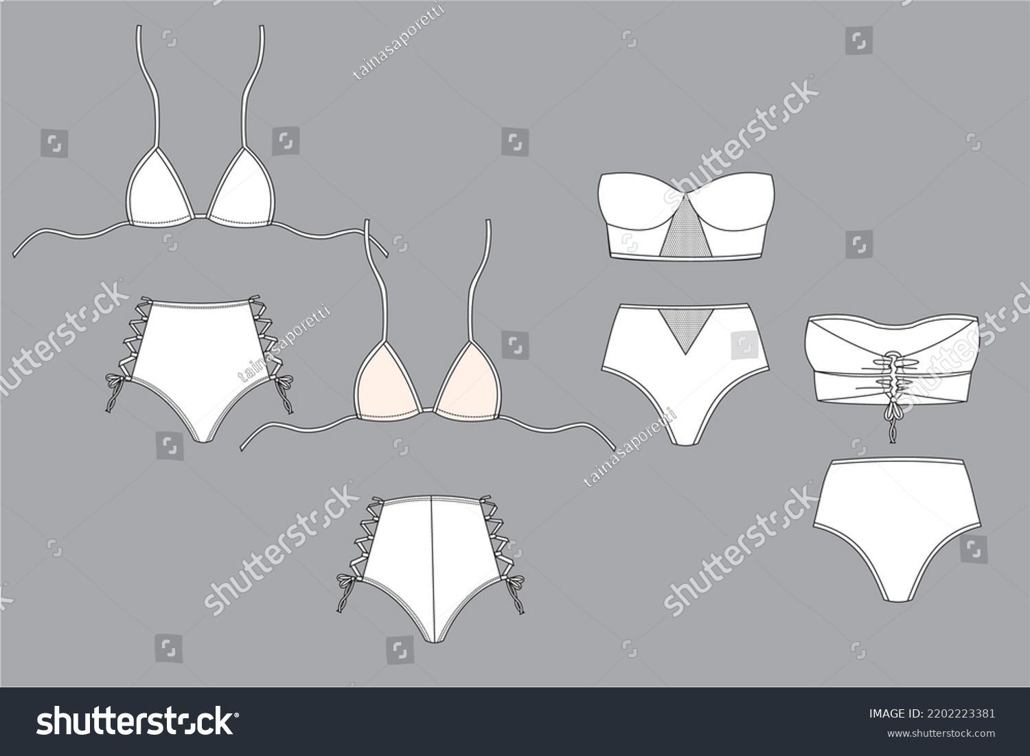 Bikinis Draw Vector Set Different Types Stock Vector Royalty Free