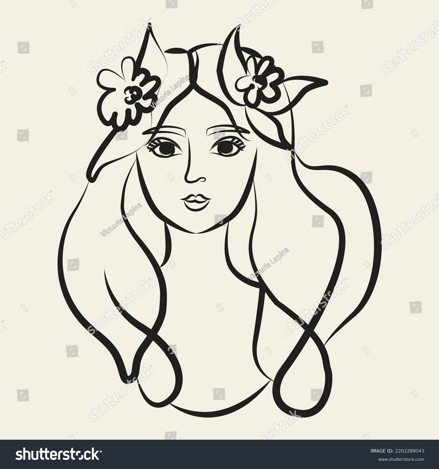 Woman Face Continuous Line Drawing Abstract Stock Vector Royalty Free