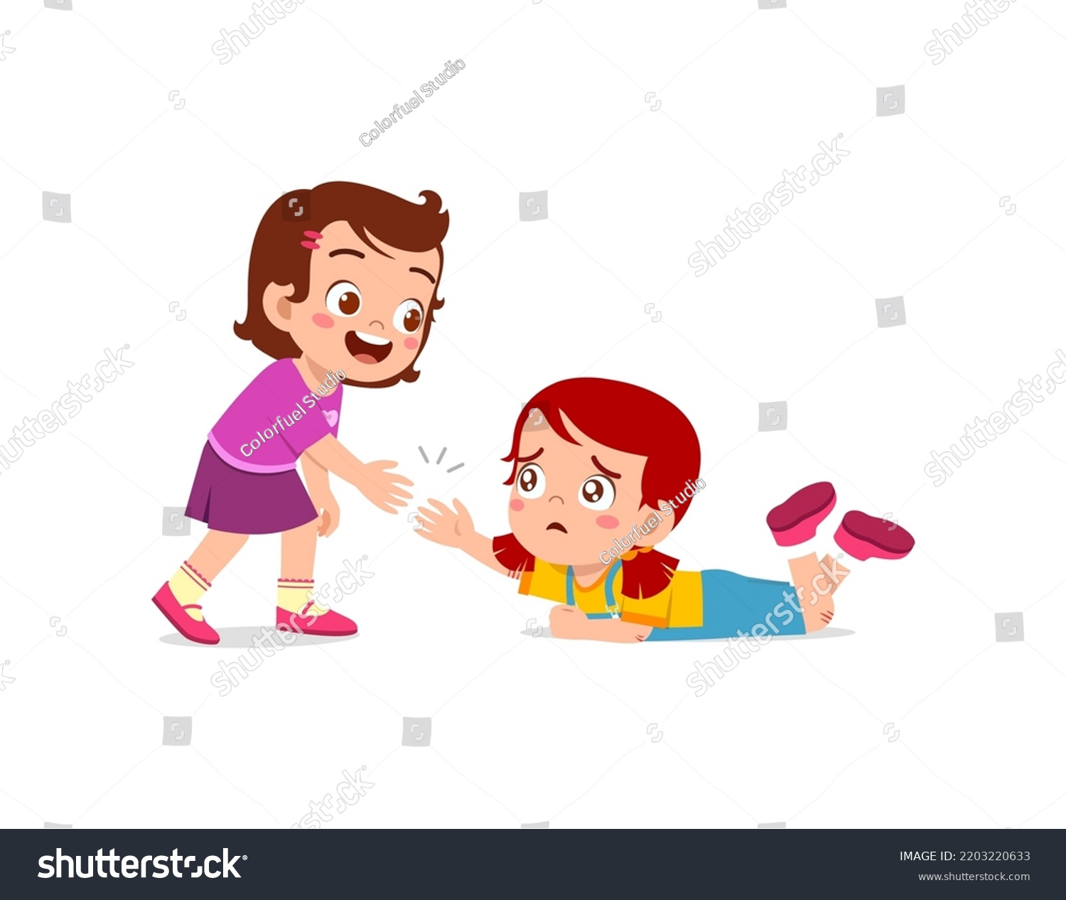 Good Little Kid Helping Friend That Stock Vector (Royalty Free ... Good Little Kid Helping Friend That Stock Vector (Royalty Free ...