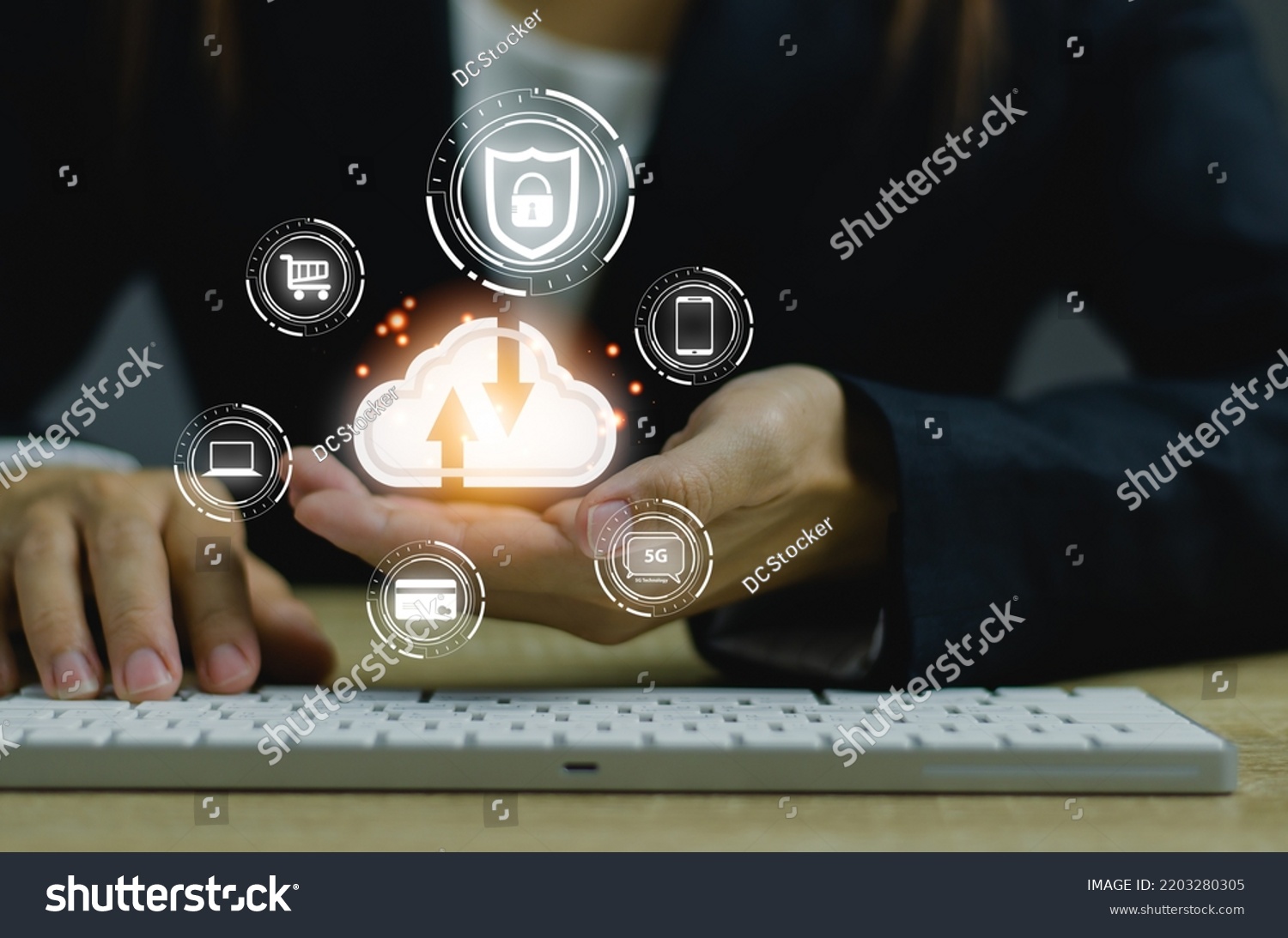 Hand Touching Infographic Cloud Computing Technology Stock Photo ... Hand Touching Infographic Cloud Computing Technology Stock Photo ...