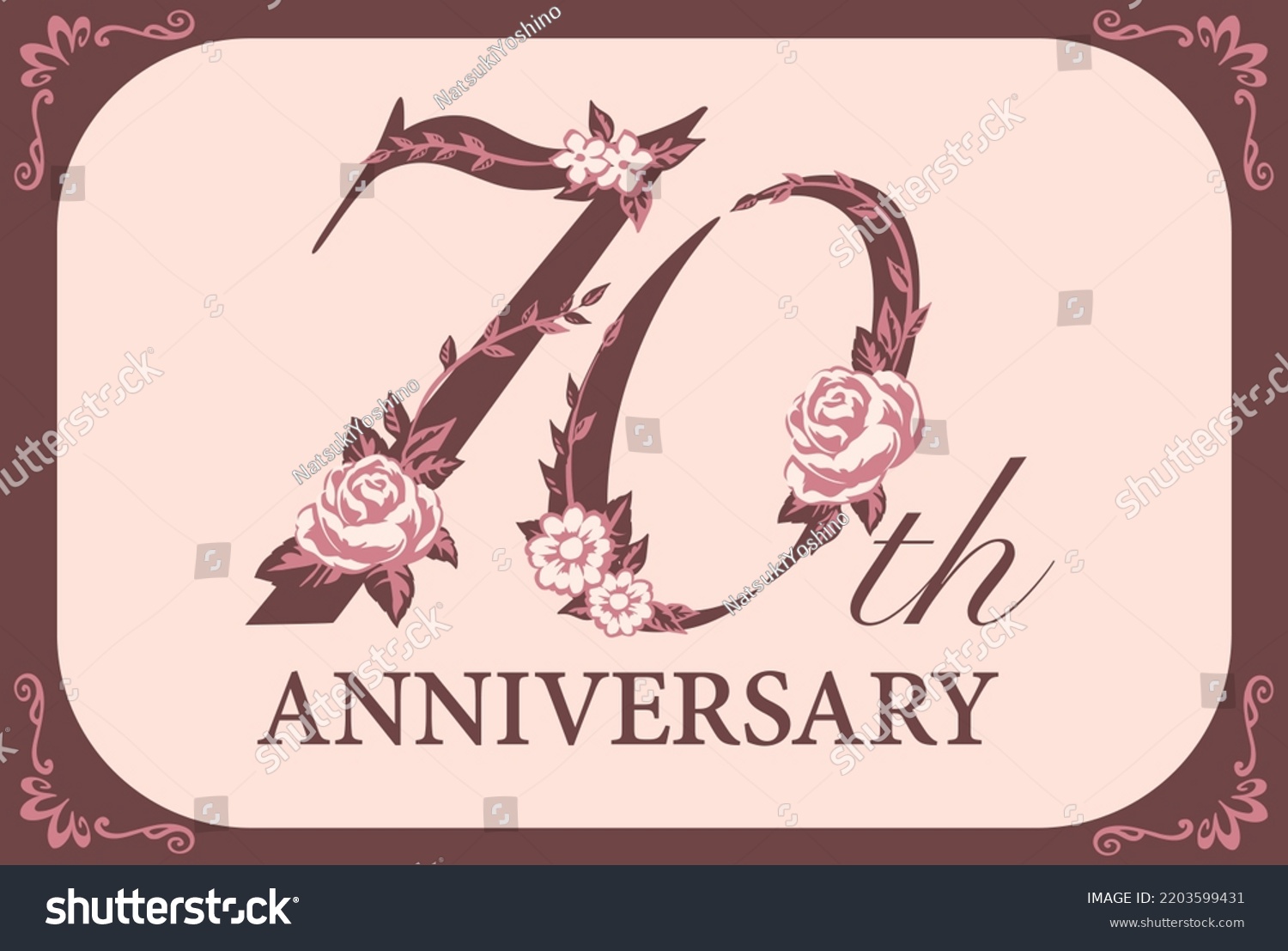 70th Year Anniversary Template Flolal Font Stock Vector (Royalty Free ... 70th Year Anniversary Template Flolal Font Stock Vector (Royalty Free ...