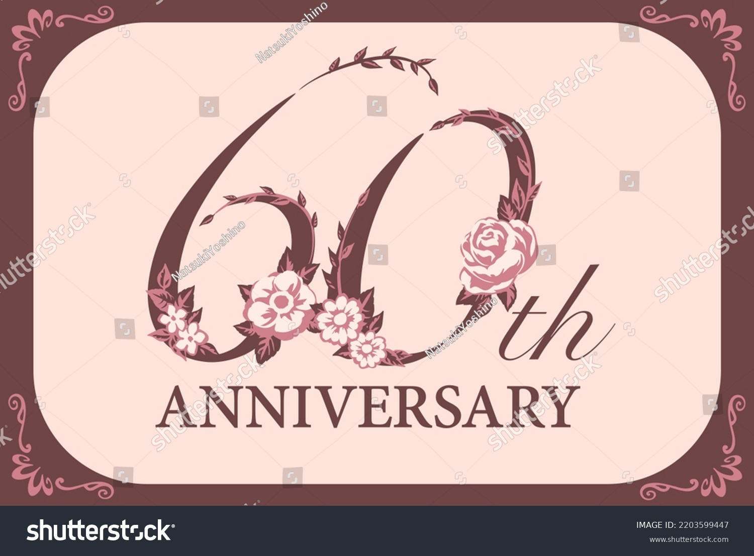 60th Year Anniversary Template Flolal Font Stock Vector (Royalty Free ... 60th Year Anniversary Template Flolal Font Stock Vector (Royalty Free ...