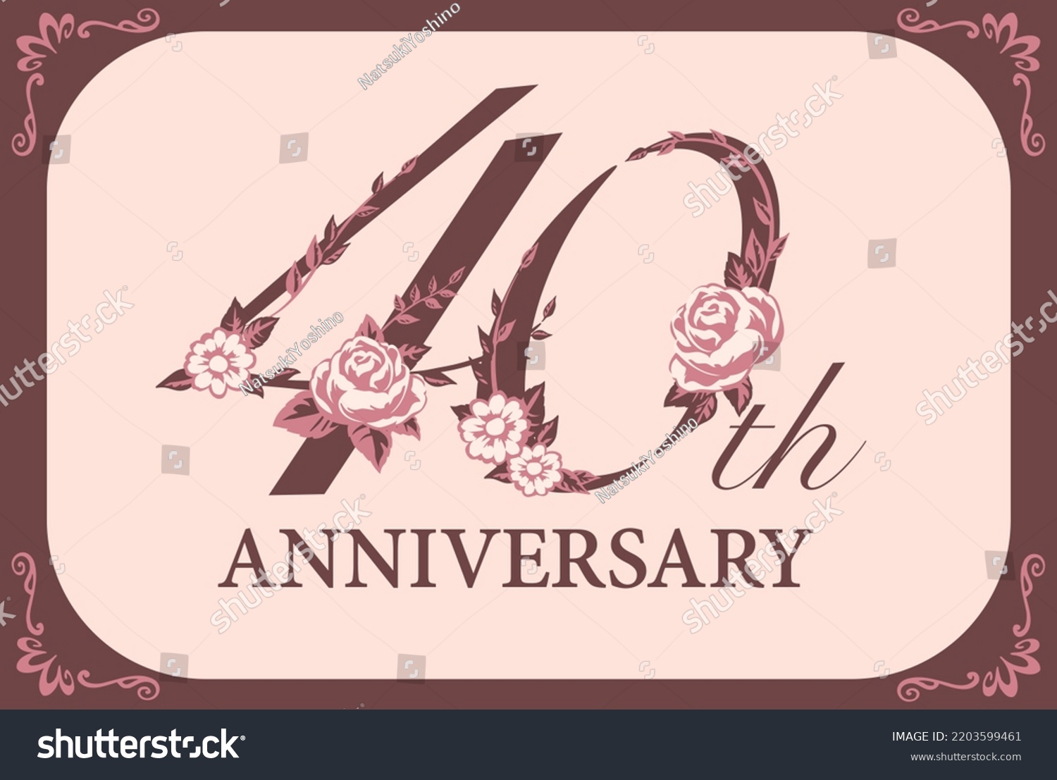 40th Year Anniversary Template Flolal Font Stock Vector (Royalty Free ... 40th Year Anniversary Template Flolal Font Stock Vector (Royalty Free ...