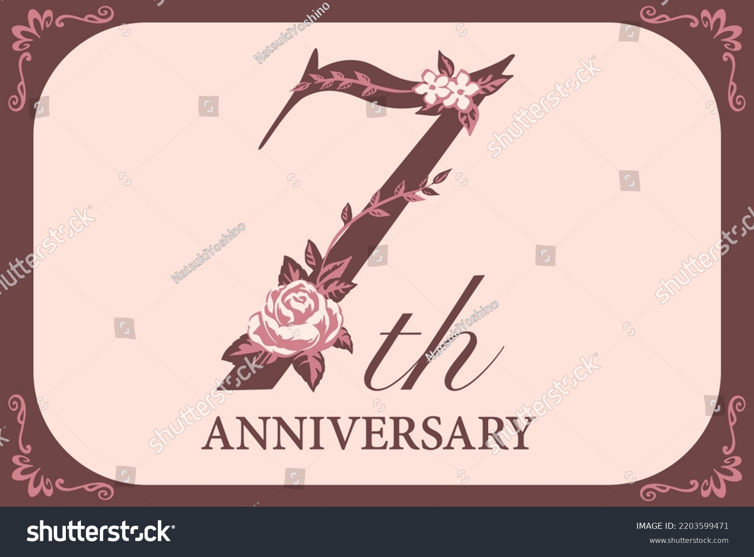 7th Year Anniversary Template Flolal Font Stock Vector (Royalty Free ... 7th Year Anniversary Template Flolal Font Stock Vector (Royalty Free ...