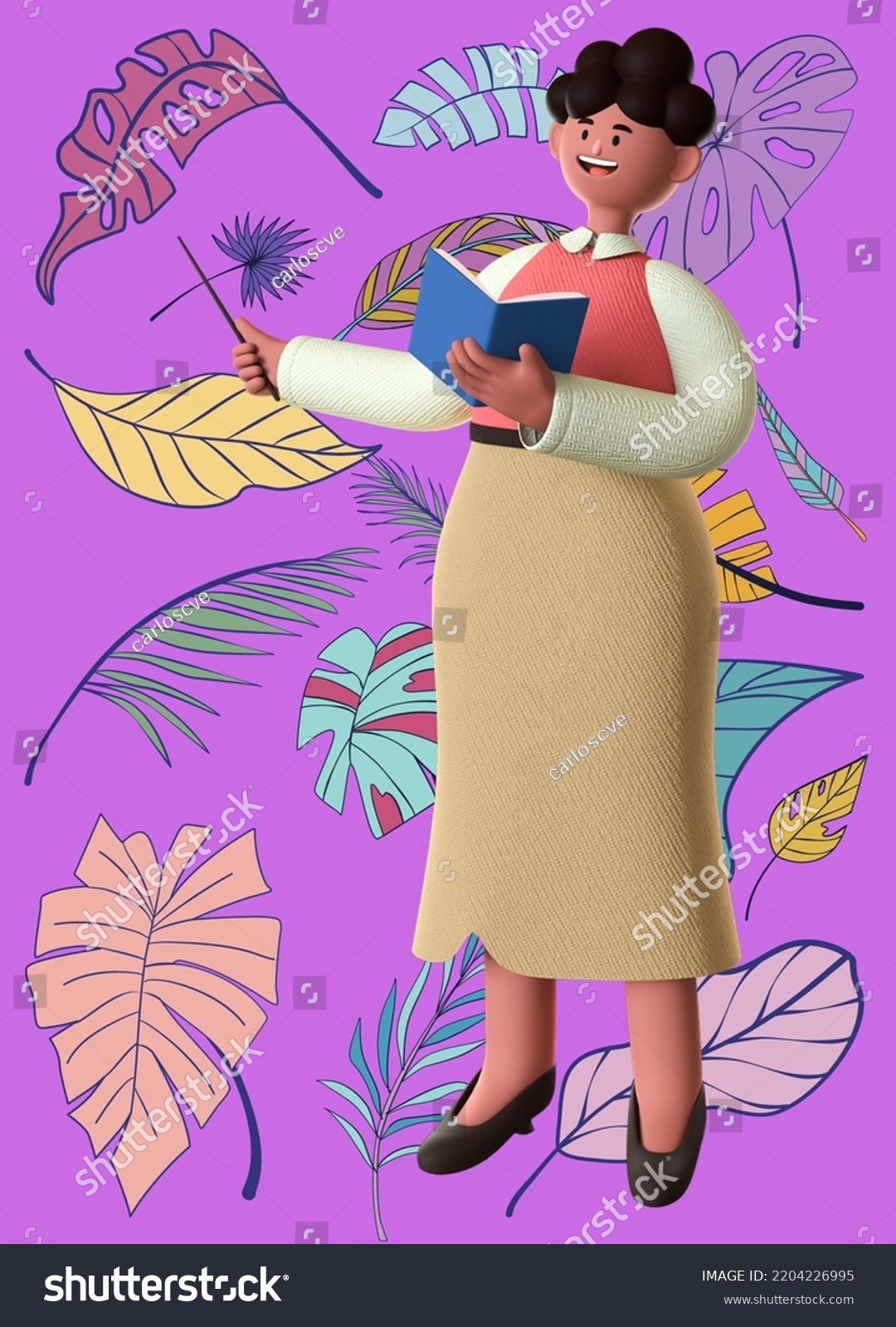 3d Cartoon Female Teacher Illustration Stock Illustration 2204226995 Shutterstock