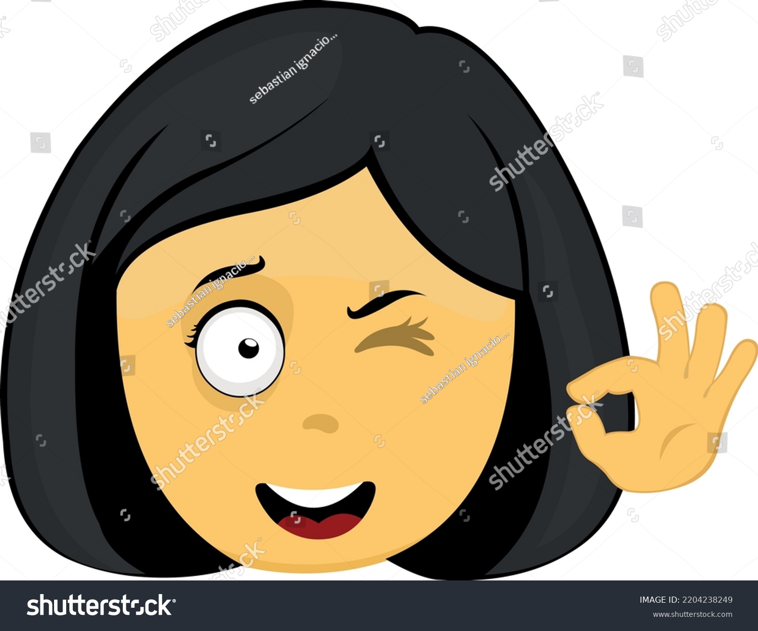 Vector Emoji Illustration Yellow Cartoon Woman Stock Vector Royalty