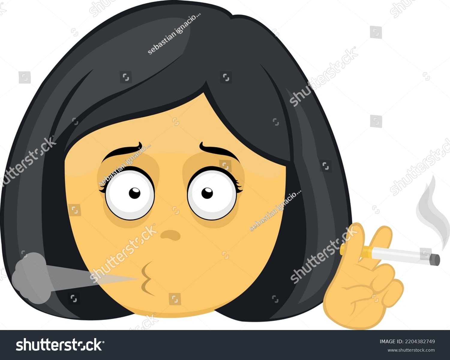 Vector Emoji Illustration Yellow Cartoon Girl Stock Vector Royalty