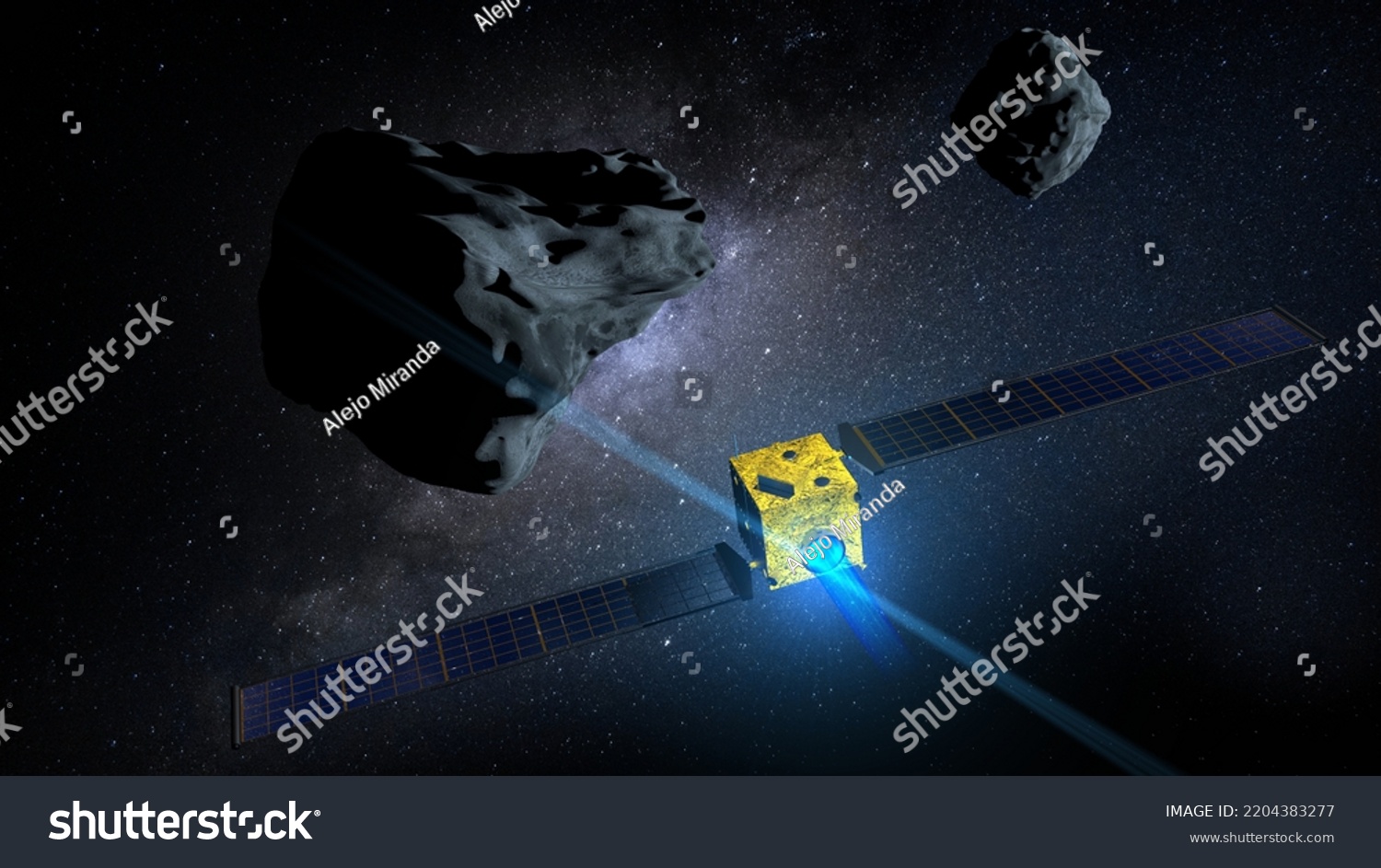 Dart Satellite On Collision Course Asteroid Stock Illustration ... Dart Satellite On Collision Course Asteroid Stock Illustration ...