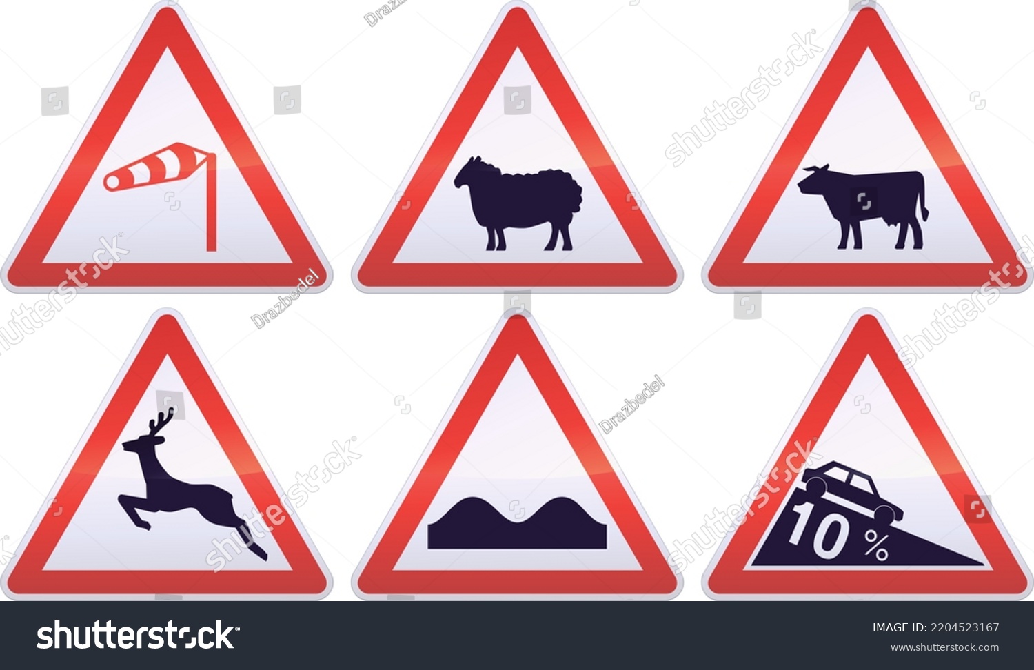 Collection White Black Red Triangular Road Stock Vector Royalty Free 2204523167 Shutterstock