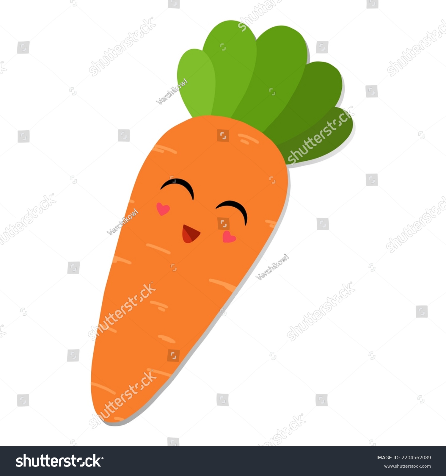 Cute Cartoon Carrot Vector Kawaii Illustration Stock Vector Royalty
