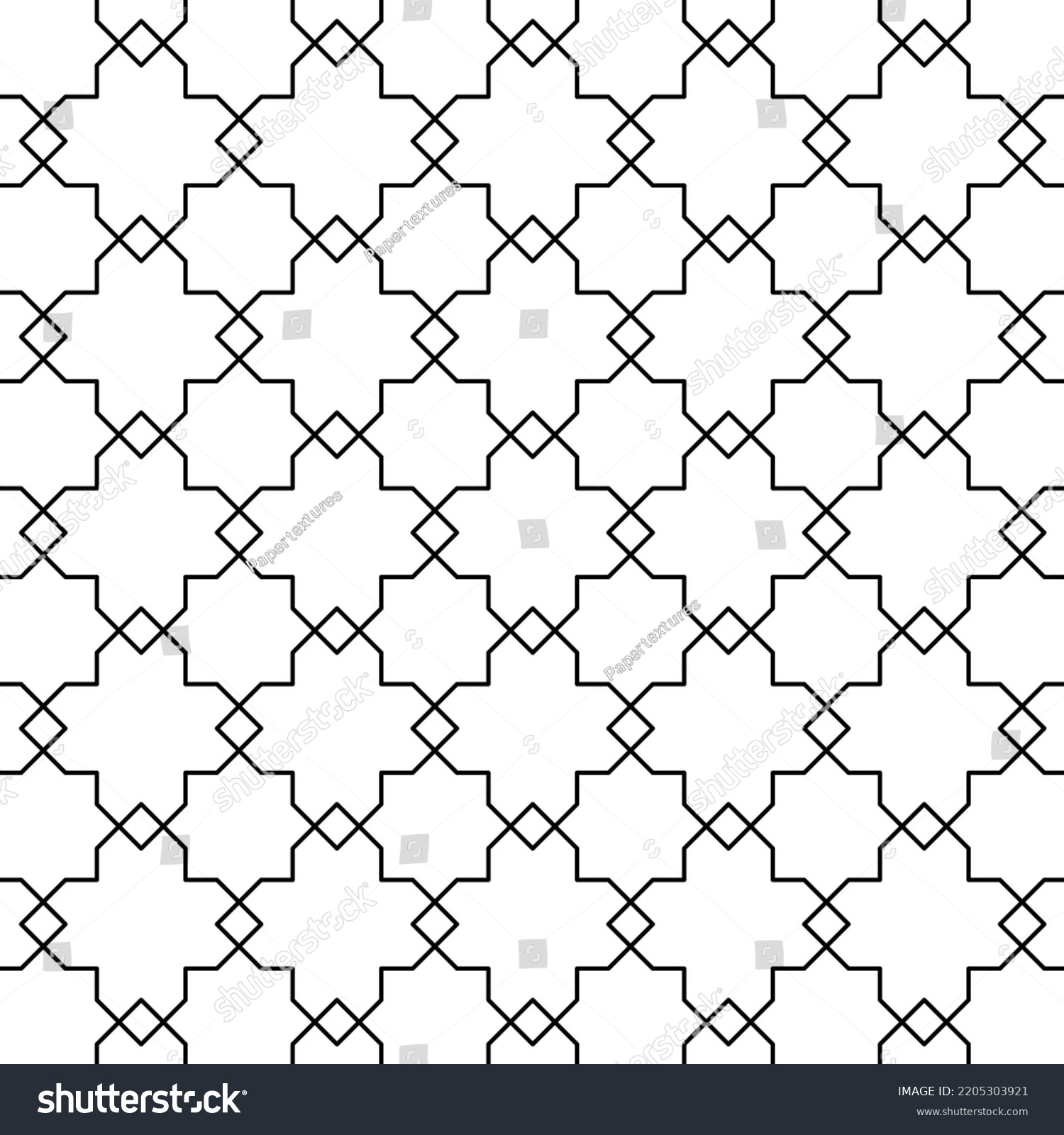 Black White Seamless Geometric Pattern Coloring Stock Vector Royalty