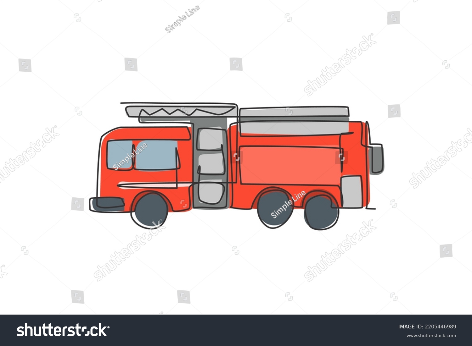 Single One Line Drawing Firetruck Rescue Stock Vector (Royalty Free ... Single One Line Drawing Firetruck Rescue Stock Vector (Royalty Free ...