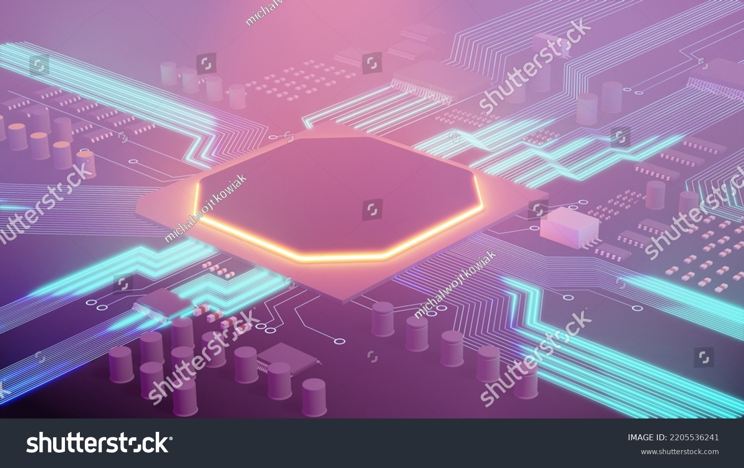 3d Renderingisometric Viewhot Processorprocessor Processingoverheated ...