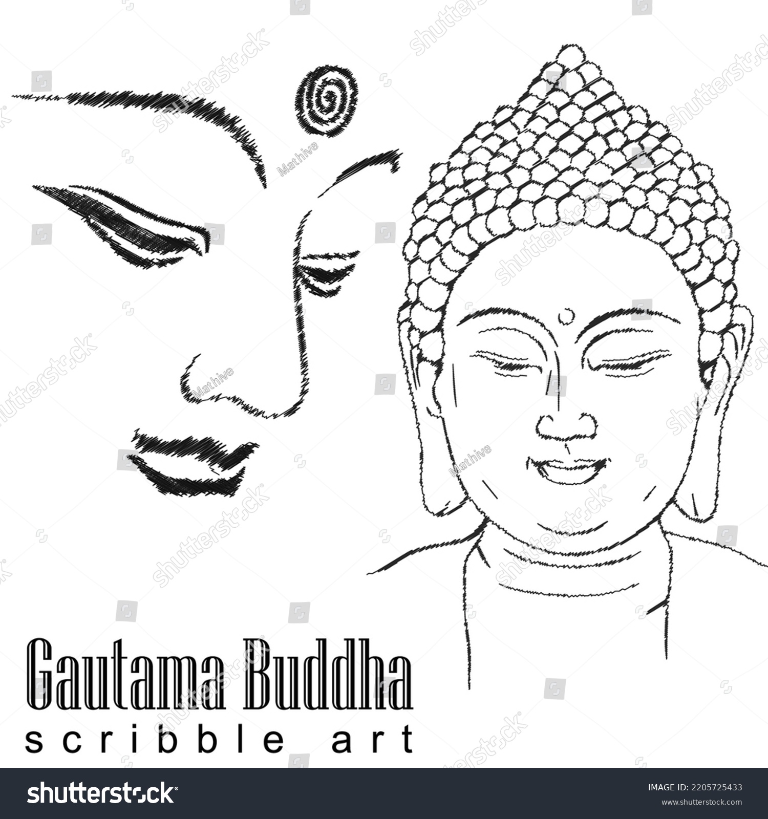 Buddha Face Vector Art Text Stock Vector Royalty Free 2205725433