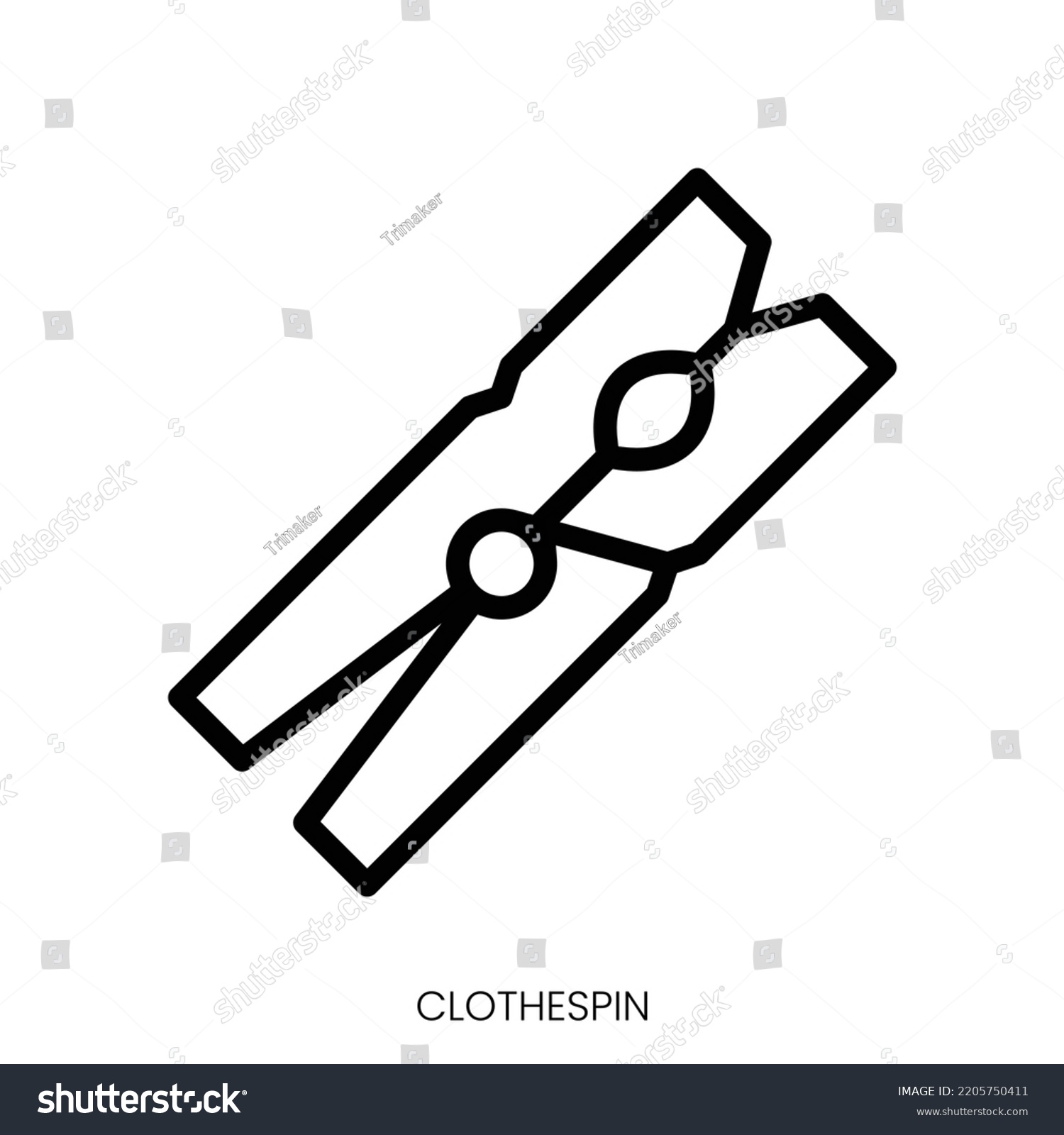 Clothespin Icon Line Art Style Design Stock Vector (Royalty Free ...
