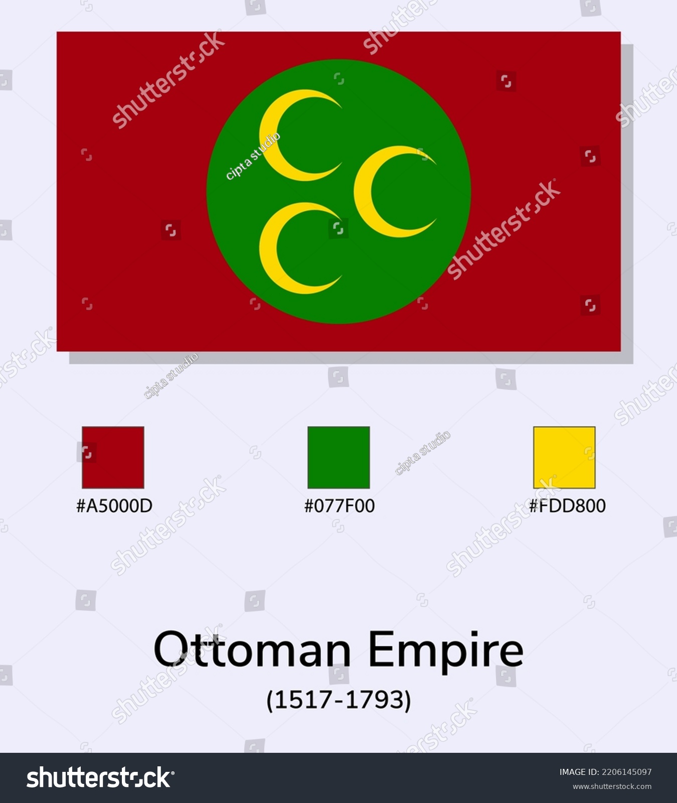 Vector Illustration Ottoman Empire 15171793 Flag Stock Vector Royalty Free 2206145097