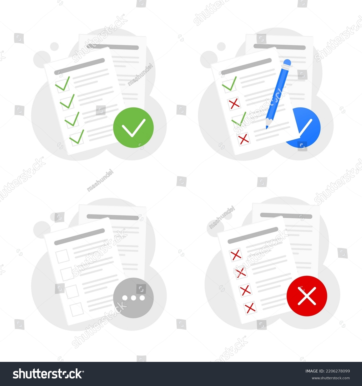 Paper Set Correct Wrong Answers Test Stock Vector Royalty Free